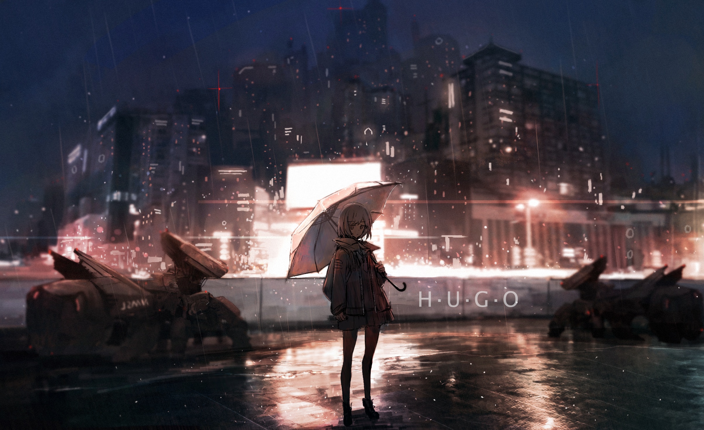 Rainy Night Glow: Original Anime HD Wallpaper by Axle