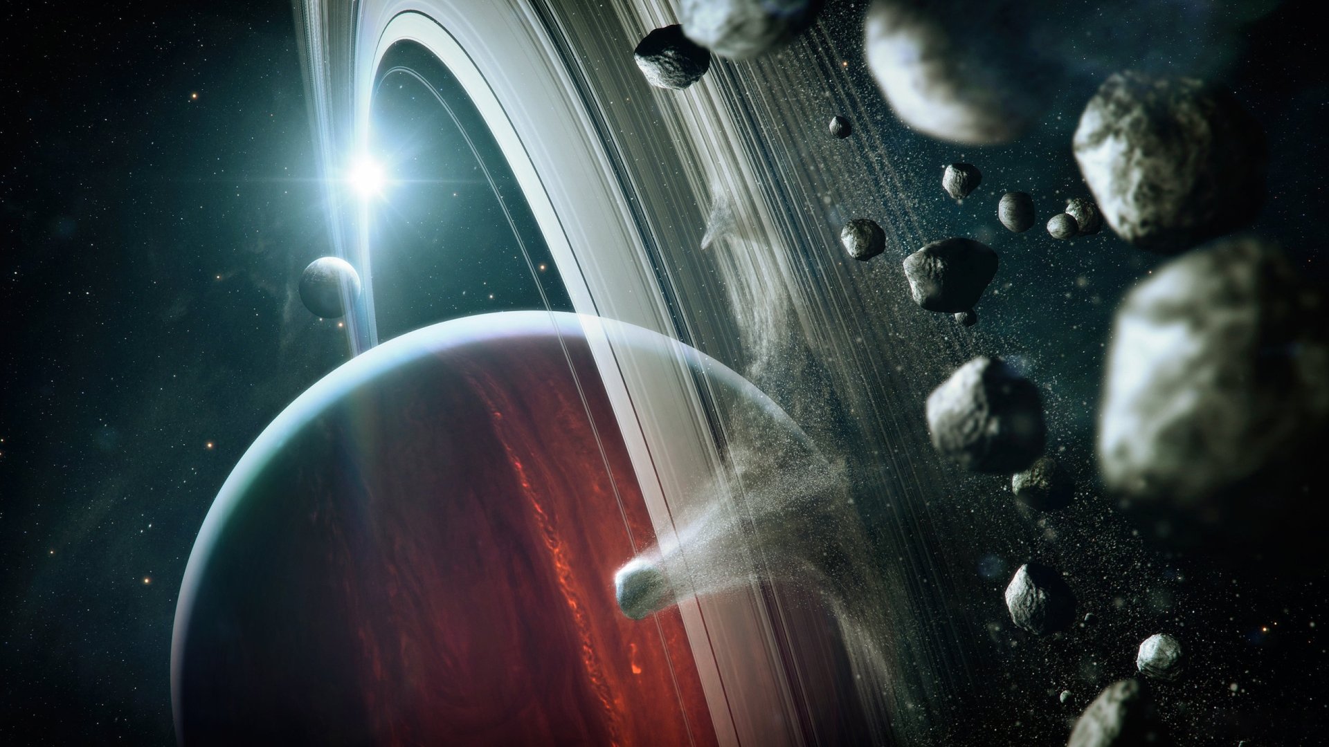 Galactic Majesty: Stunning HD Sci-Fi Planet with Radiant Rings and ...