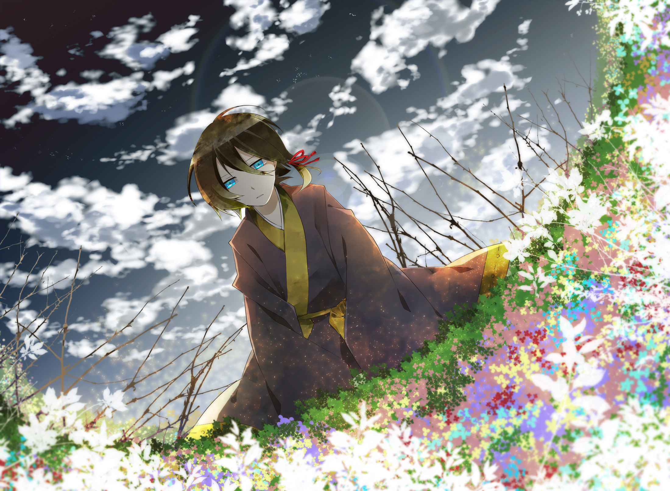 Serene Flower Meadow Anime HD Wallpaper by アヅミイノリ