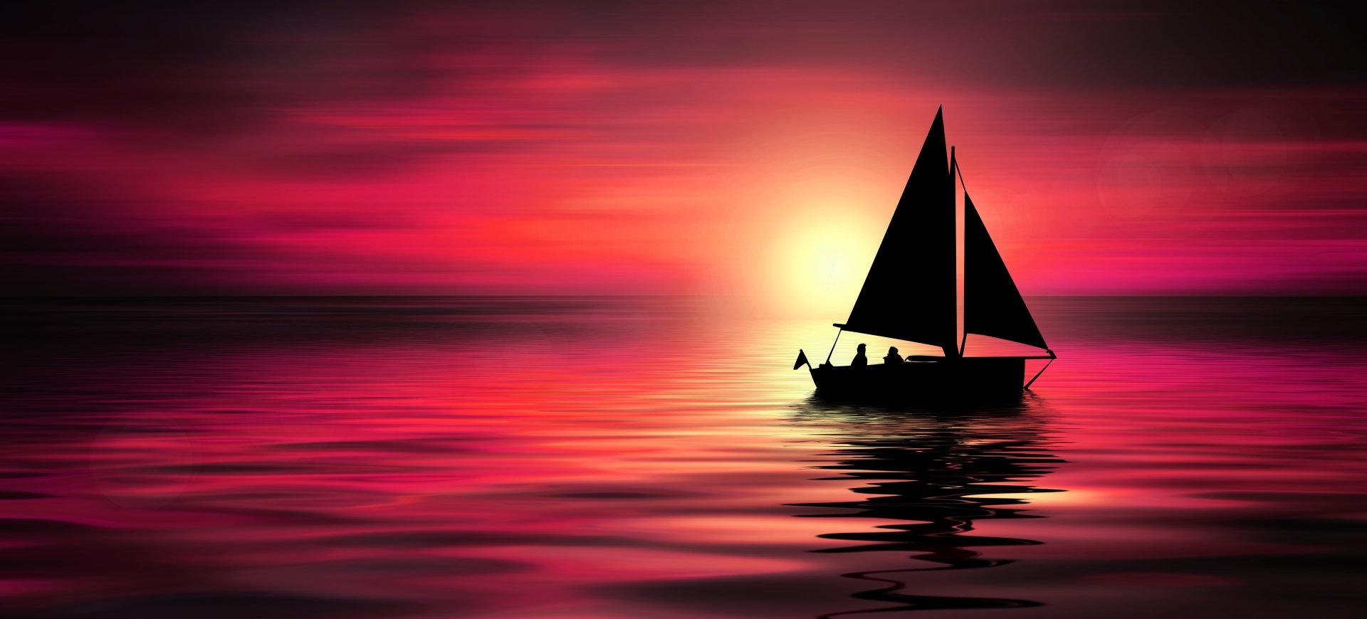 Sail into the Purple Sunset: Stunning 4K Artistic Sunlit Horizon
