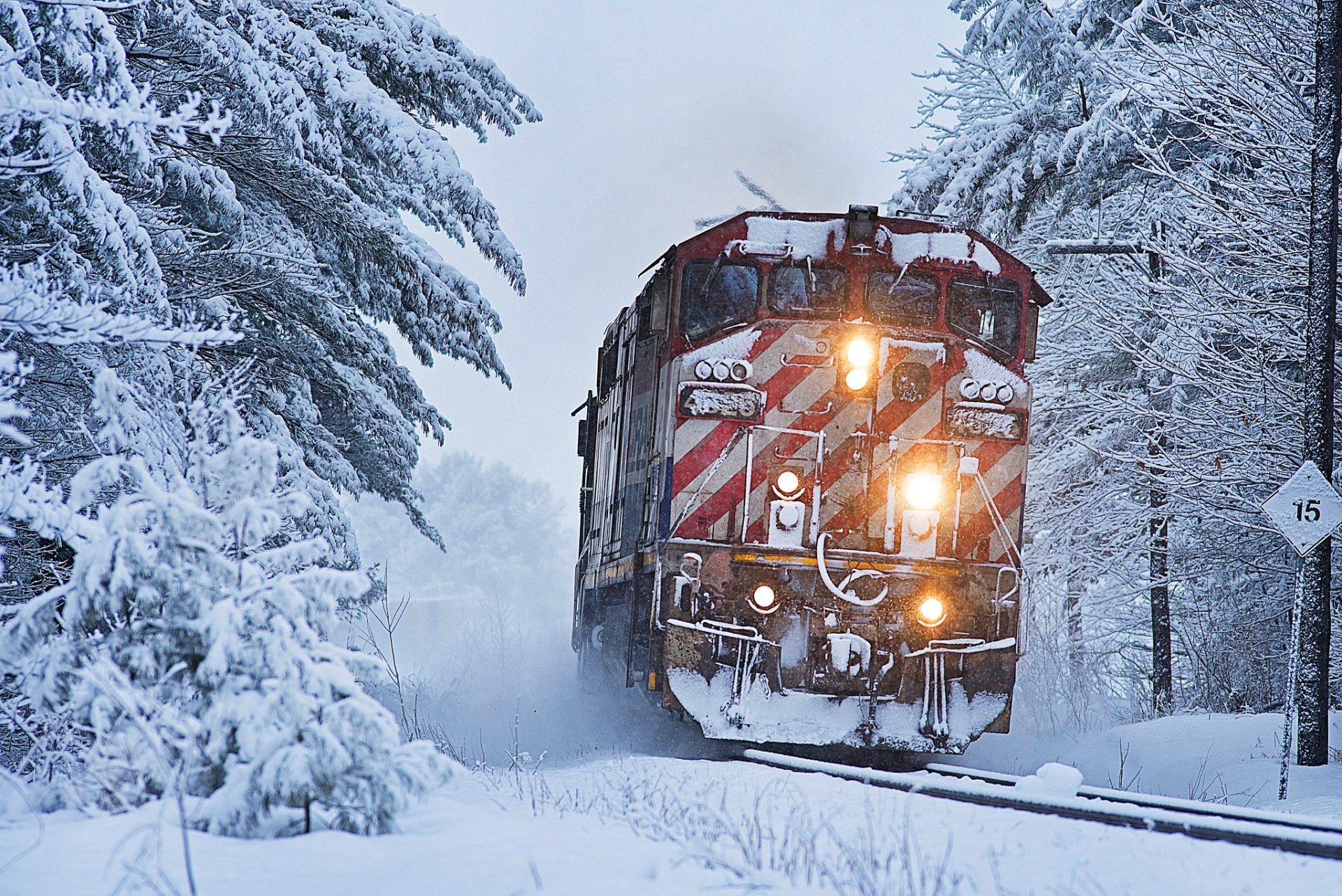 Download Snow Winter Vehicle Train HD Wallpaper