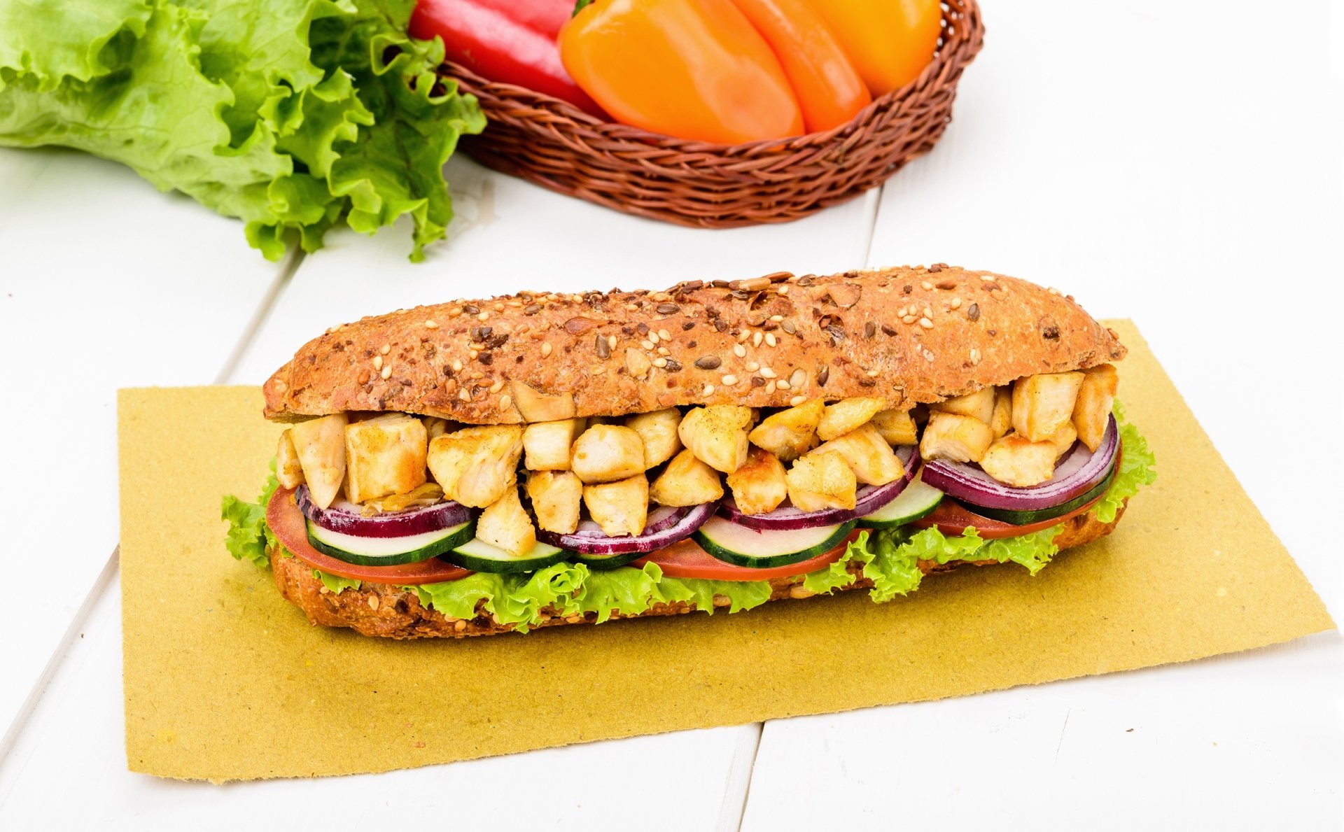 HD Wallpaper — Loaded Crunch‑Fry Sandwich | 2400x1486 | Wallpaper Abyss