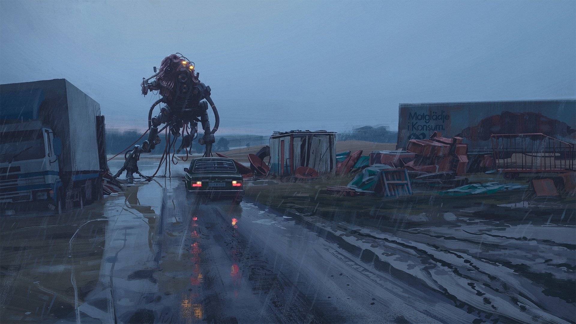 Download Car Sci Fi Robot HD Wallpaper by Simon Stålenhag
