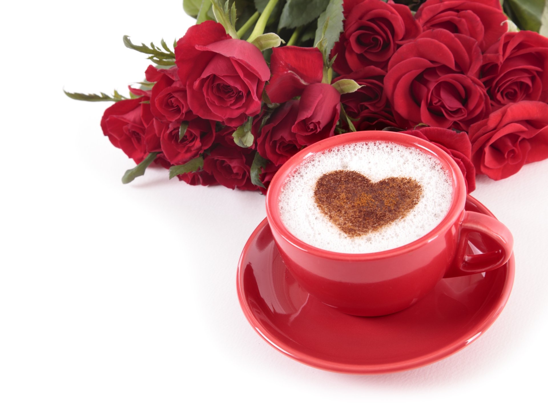 Download Red Flower Cup Rose Heart-shaped Love Food Coffee 4k Ultra HD ...