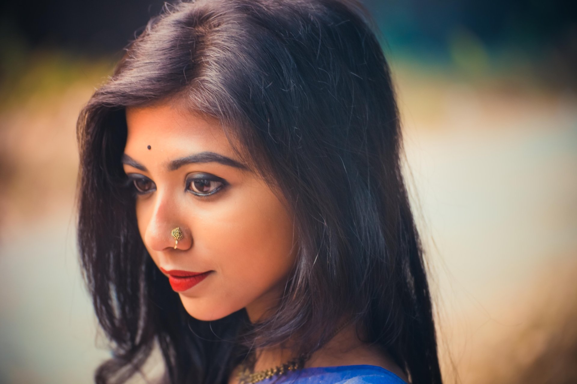 Download Black Hair Brown Eyes Lipstick Model Woman Face 4k Ultra HD ...