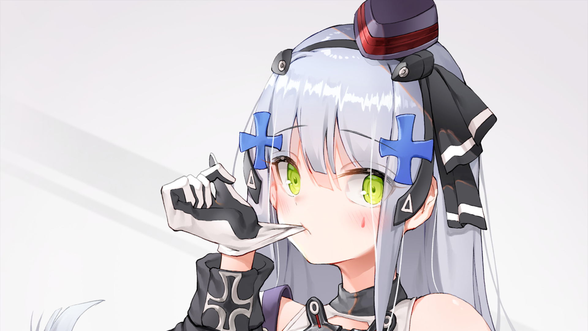 Download HK416 (Girls Frontline) Green Eyes Long Hair White Hair Video ...