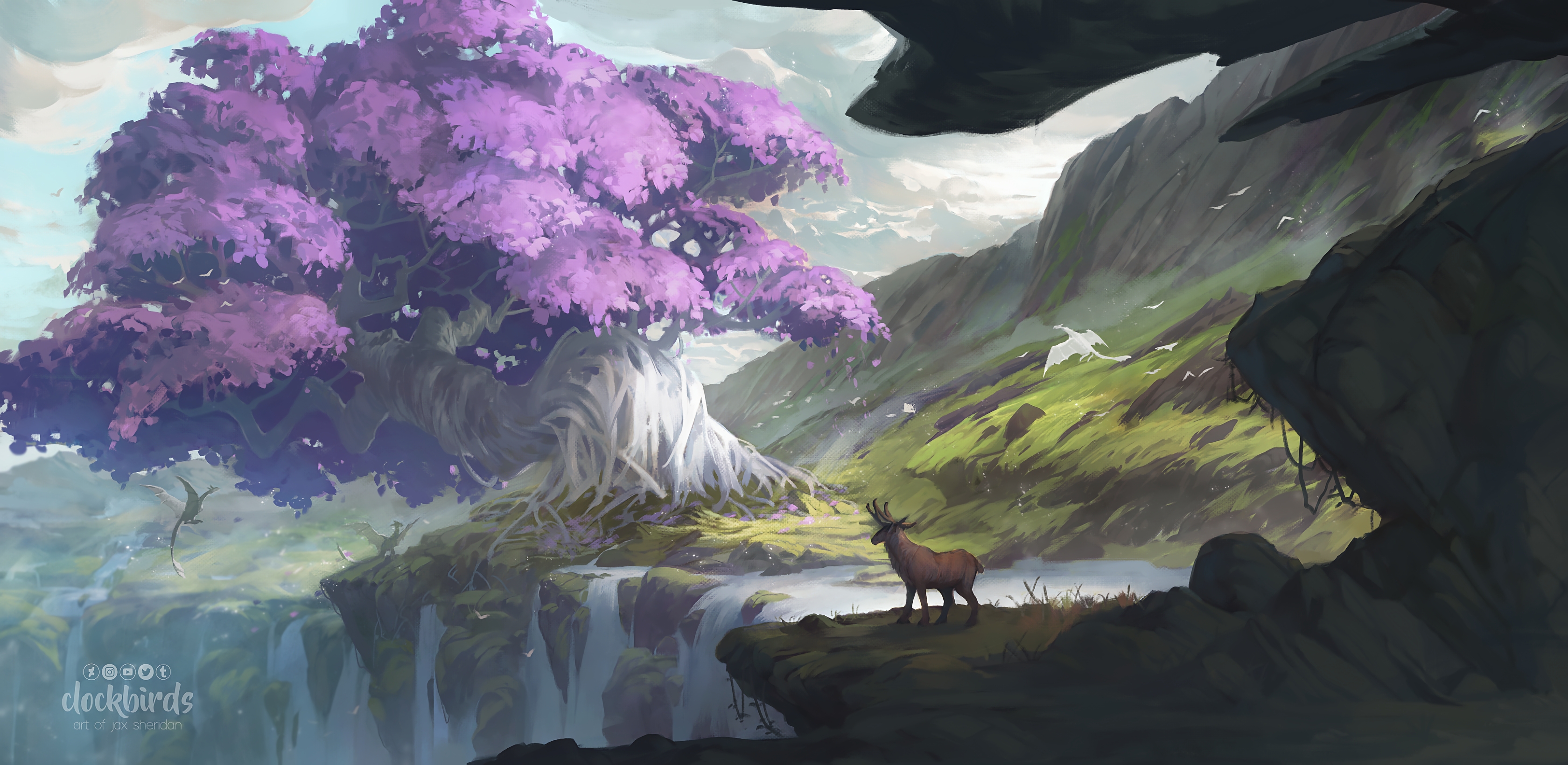 Download Tree Fantasy Elk HD Wallpaper by clockbirds