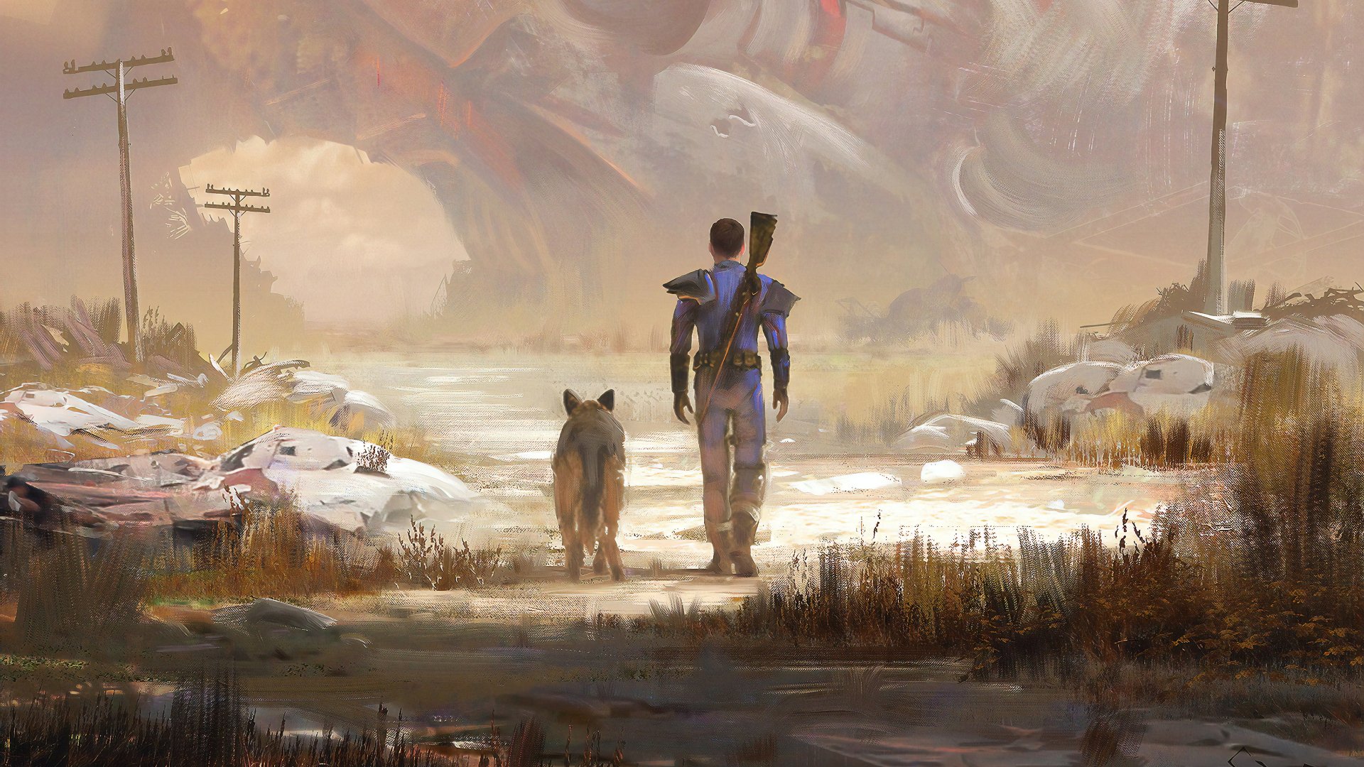 Fallout 4 4K: Post-Apocalyptic Journey with Dog Companion Wallpaper by ...
