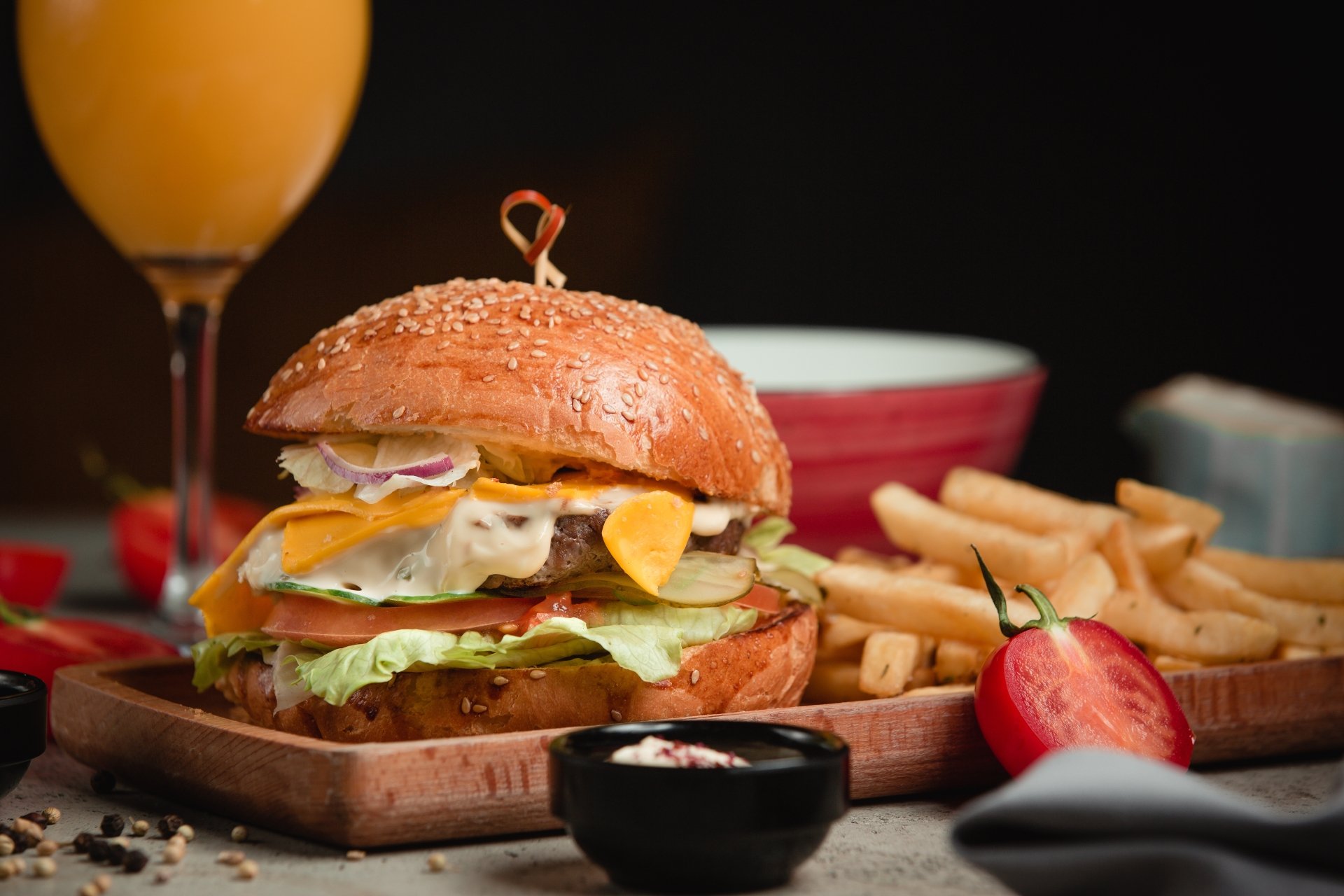 Download Still Life French Fries Food Burger 4k Ultra HD Wallpaper ...