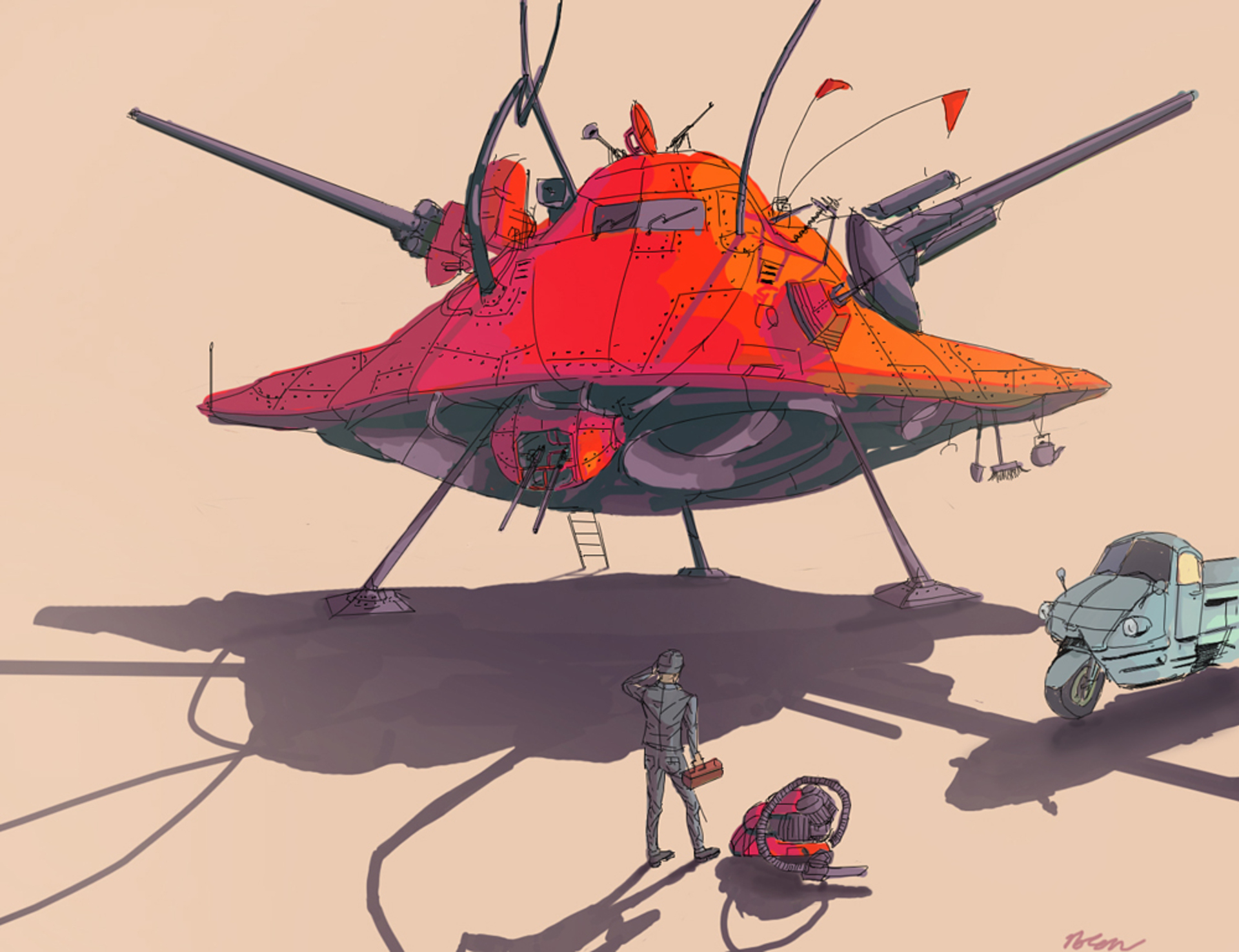 Download Vehicle Anime Sci Fi Sci Fi Anime HD Wallpaper by ナコモ