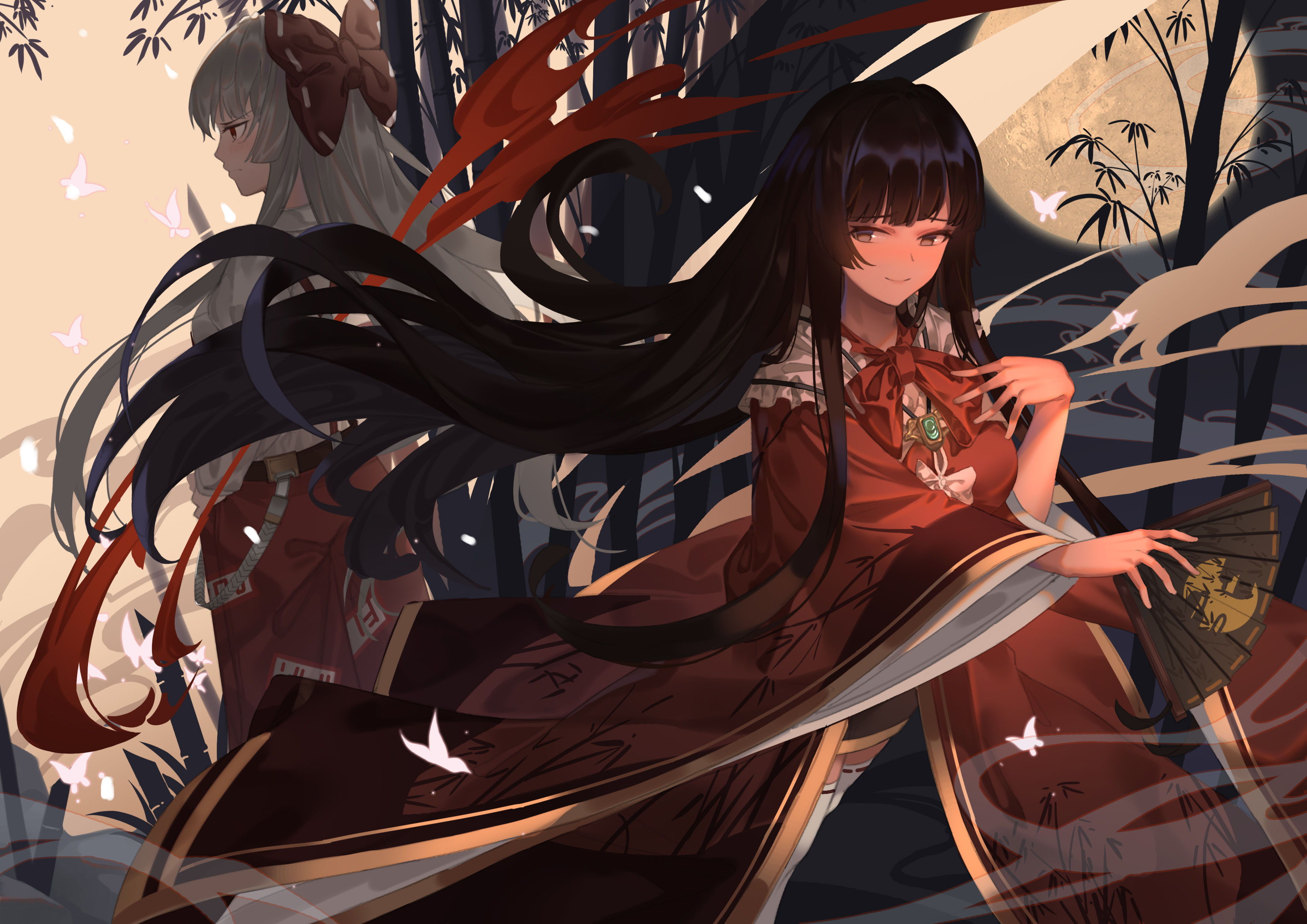 Touhou Legends: Fujiwara no Mokou & Kaguya Houraisan HD Anime Wallpaper ...