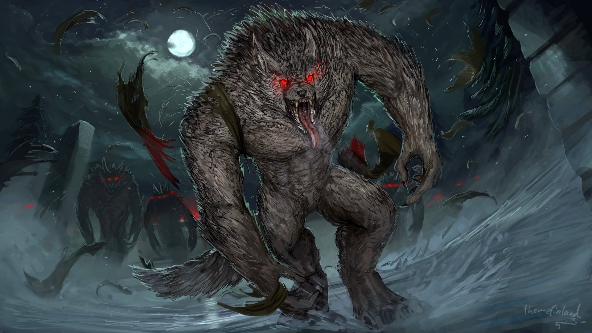 Download Creature Moon Night Dark Werewolf 4k Ultra HD Wallpaper by ...
