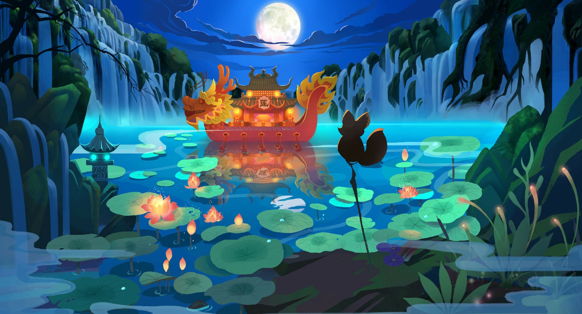 Download Night Water Lily Artistic Fantasy HD Wallpaper by Nana X ...