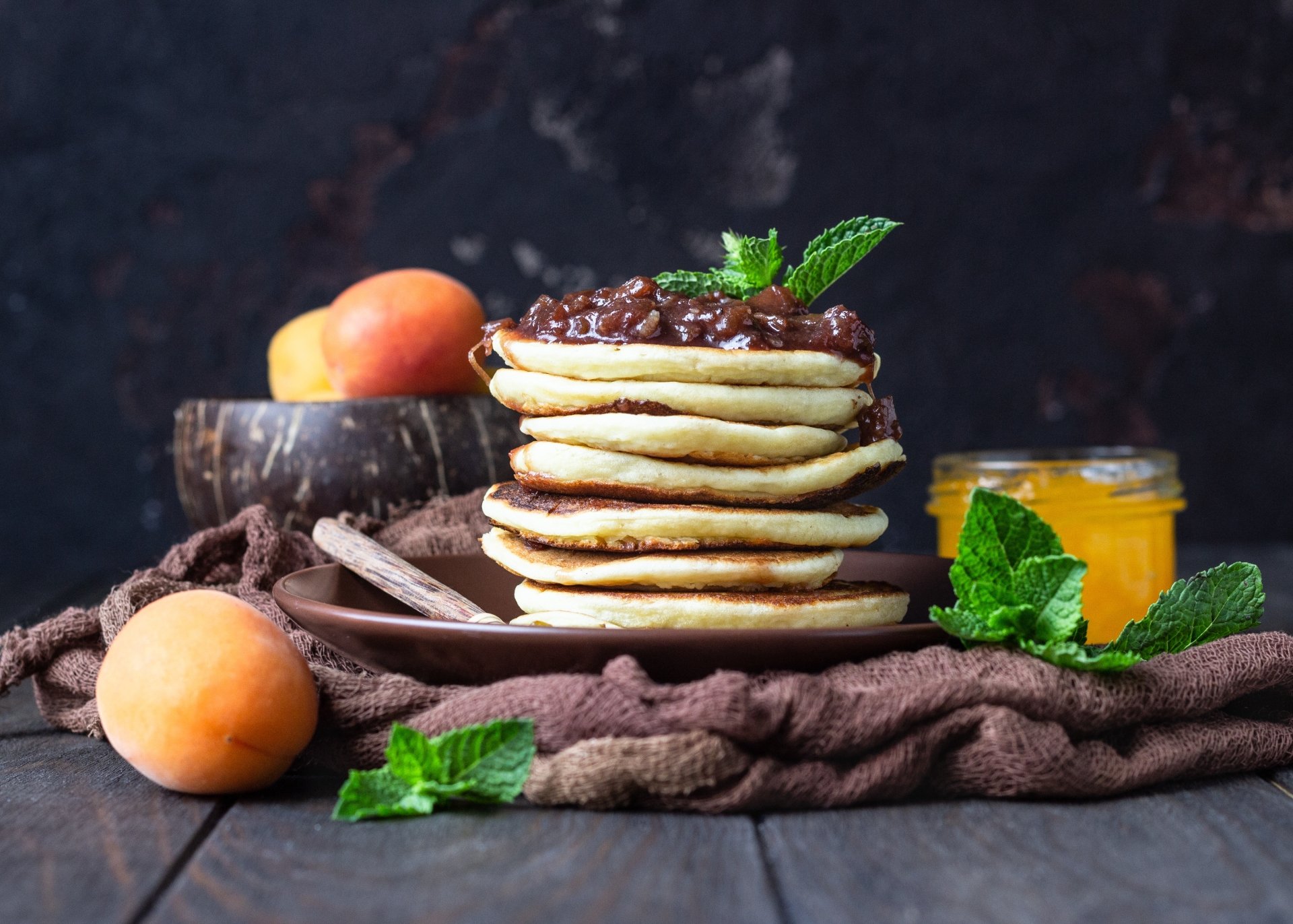 Download Still Life Breakfast Apricot Jam Food Pancake 4k Ultra HD ...