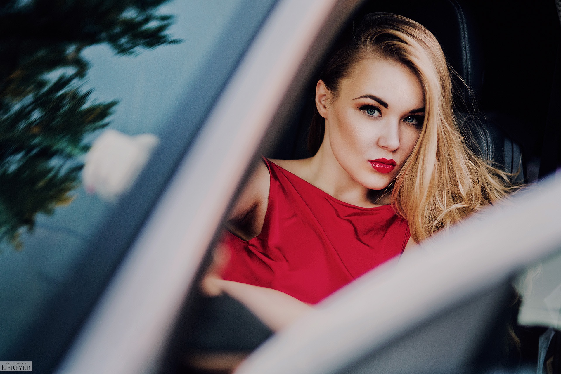 Download Blue Eyes Blonde Lipstick Woman Model HD Wallpaper by Evgeny ...