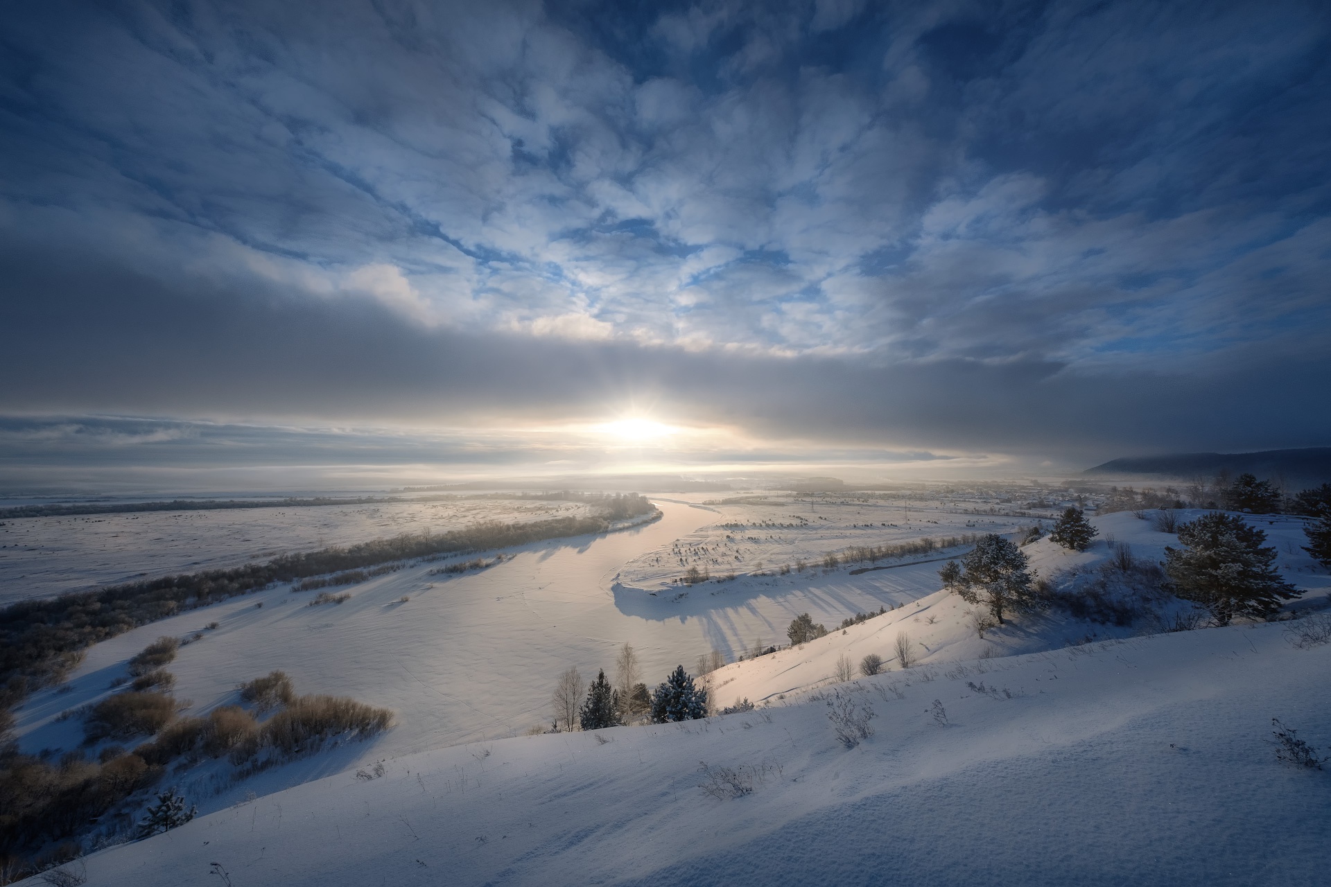 Download Horizon Cloud Landscape Nature Winter HD Wallpaper