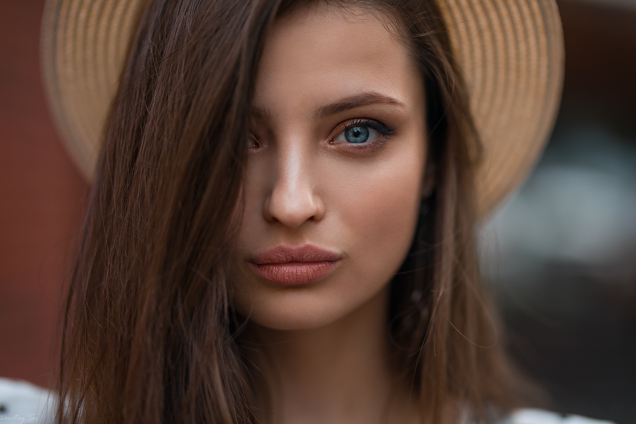 Download Brunette Blue Eyes Model Woman Face HD Wallpaper by Dmitry Sn