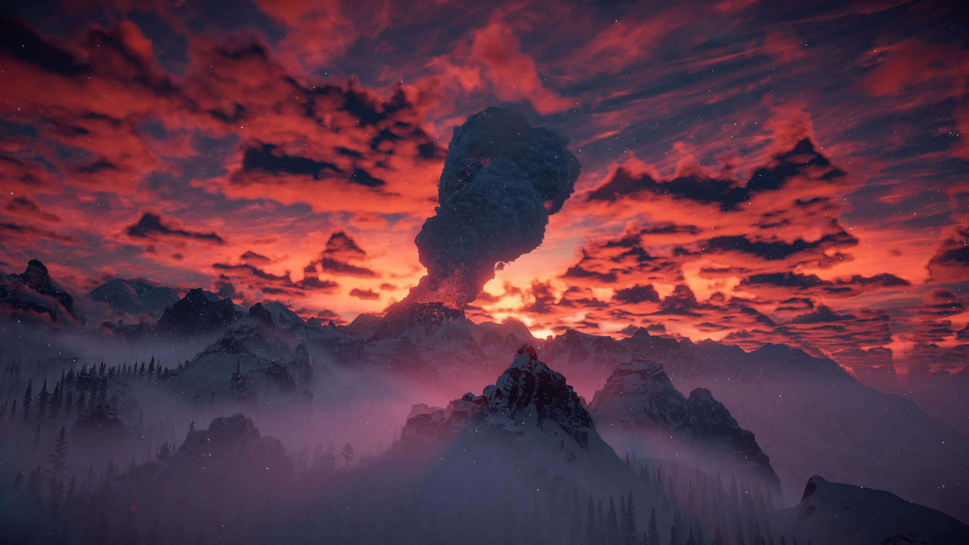 Horizon Zero Dawn 4K Ultra HD: Epic Sunset Over Mountain Peaks by korner