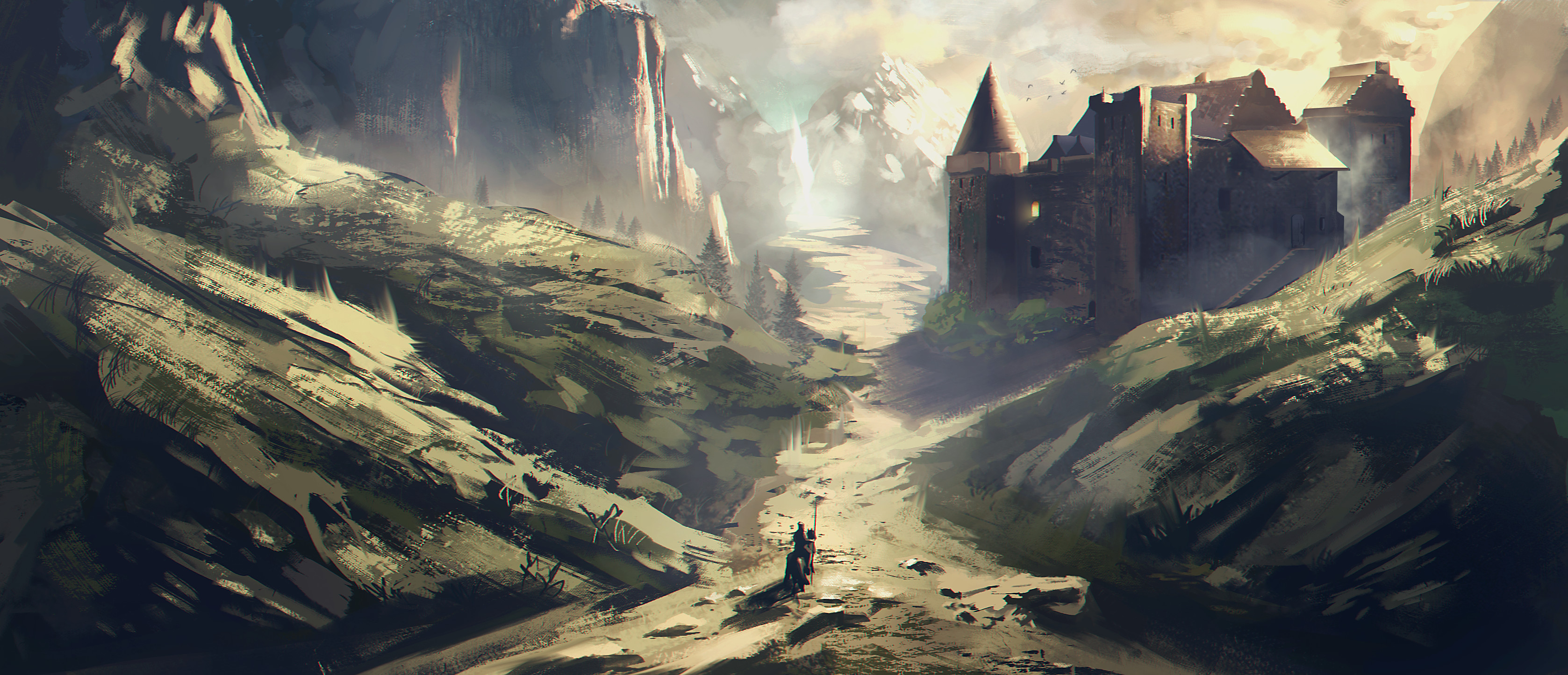 Download Warrior Landscape Fantasy Castle Fantasy Warrior Fantasy ...