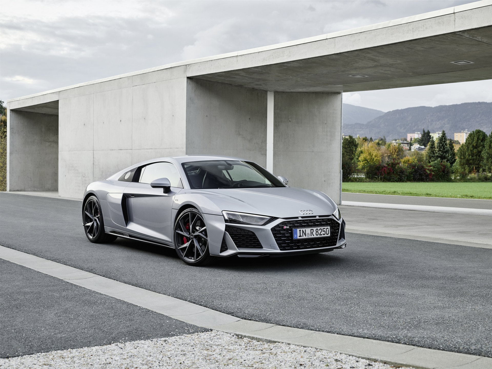 Download Supercar Silver Car Car Audi Audi R8 Vehicle Audi R8 V10 HD Wallpaper