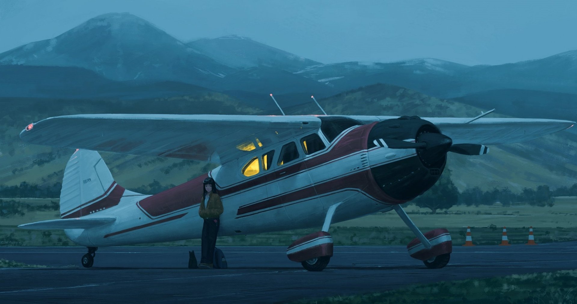Anime Cat & Classic Aircraft HD Wallpaper: Original Airborne Charm by ...