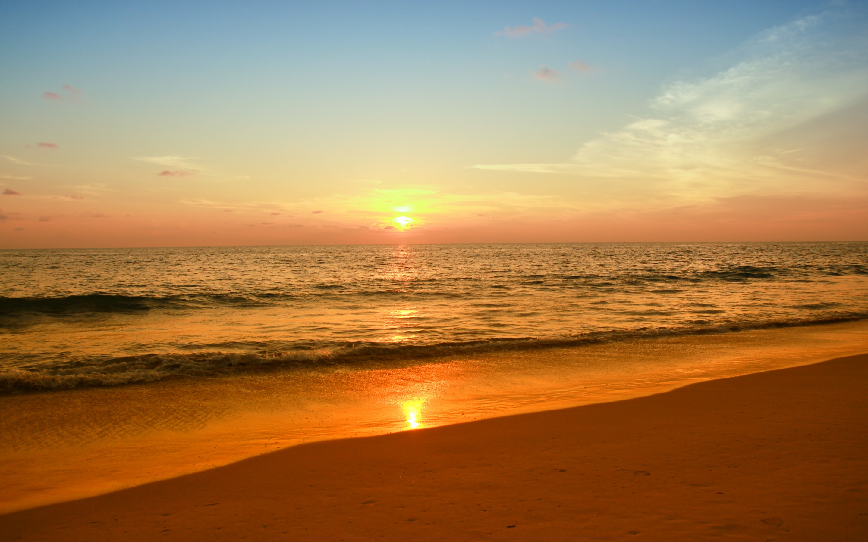 Download Sunset Sea Landscape Nature Beach HD Wallpaper