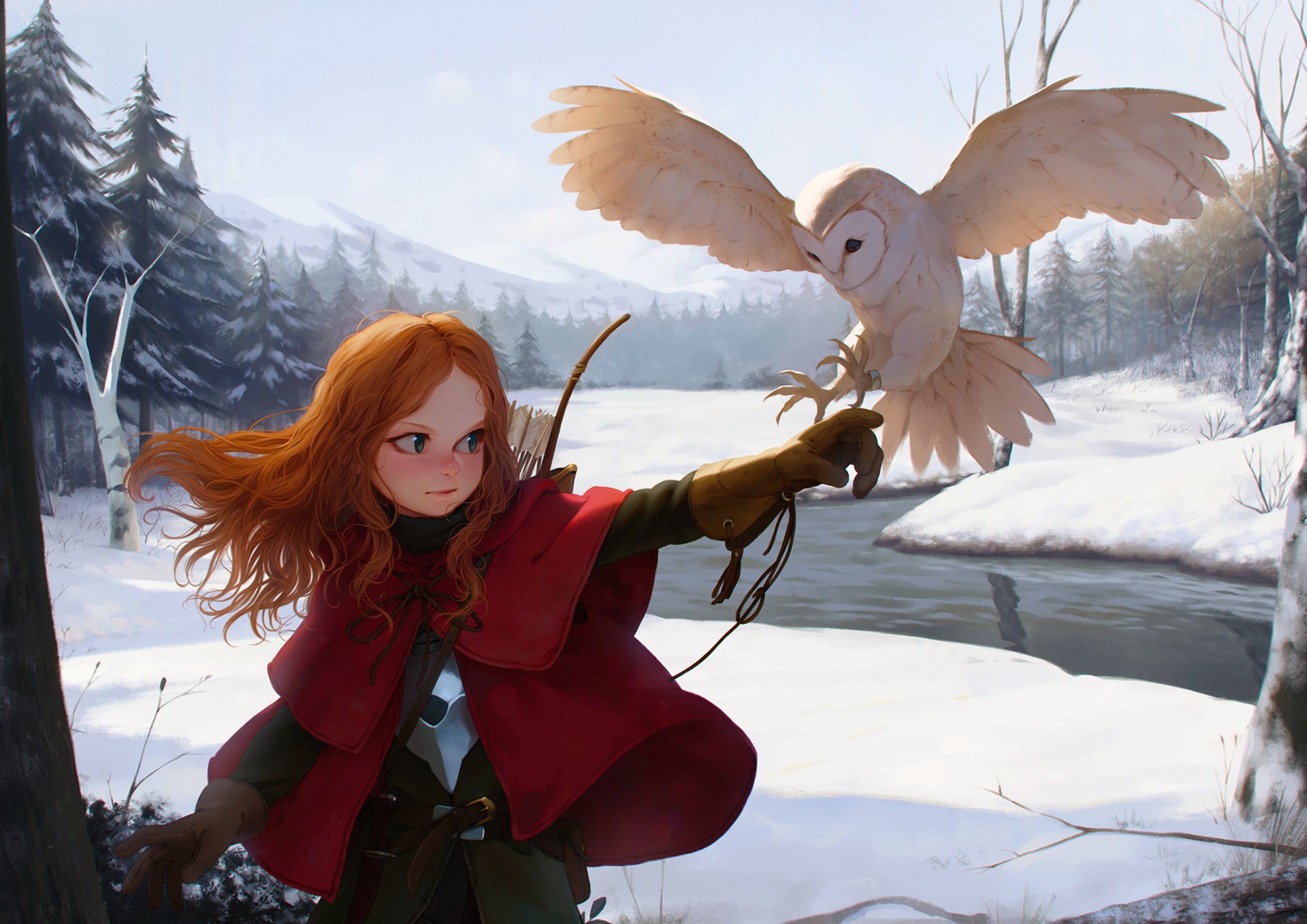 Majestic Owl & Anime Heroine: Original HD Winter Wonder by alke