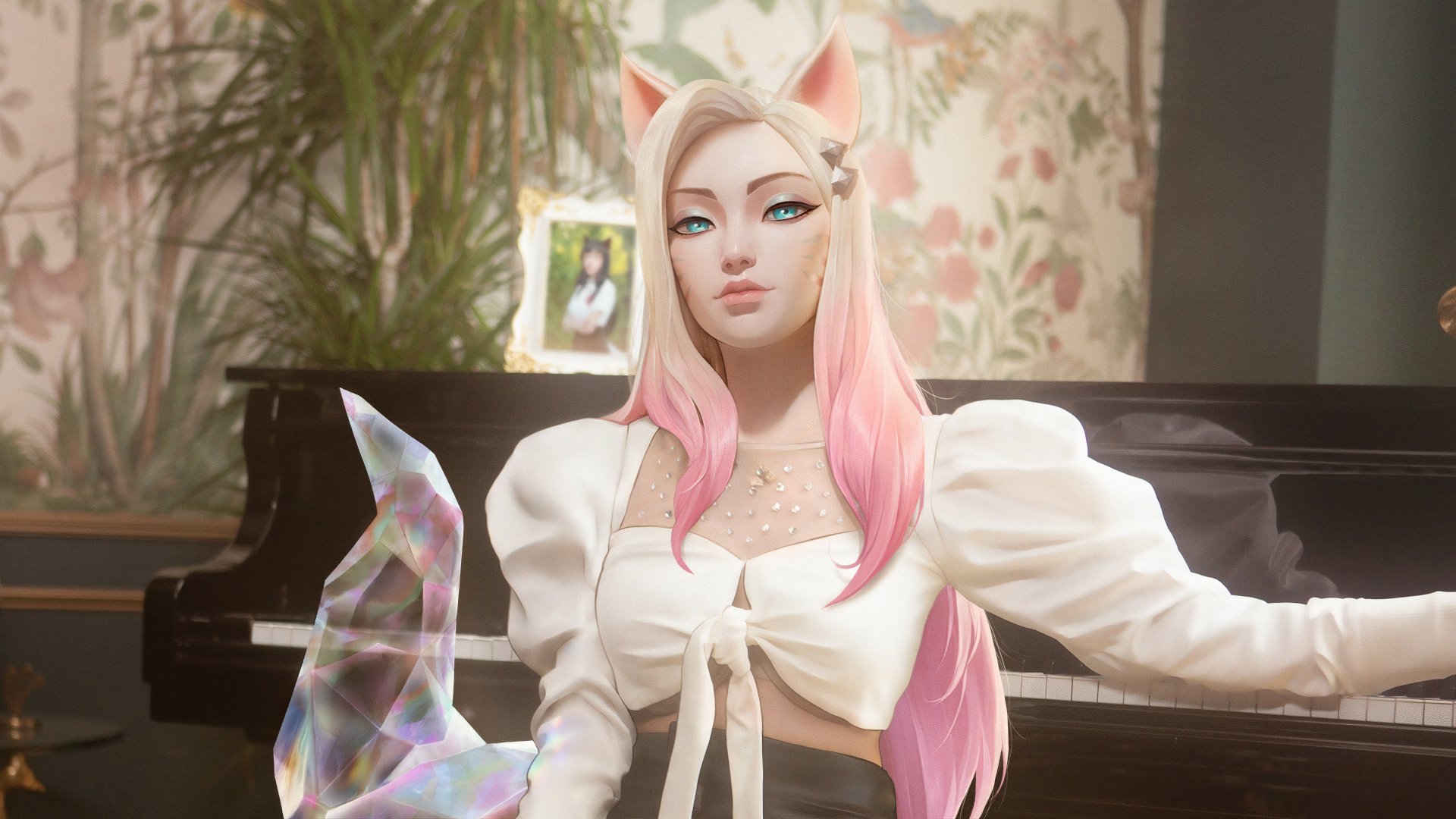 K/DA Ahri: Enchanting Cat Girl Piano Vibes in 4K Ultra HD