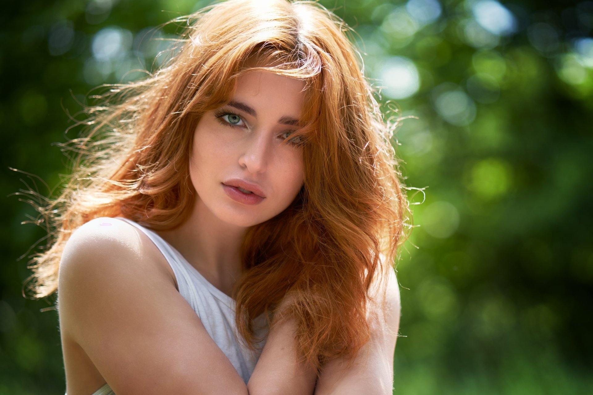 Download Redhead Green Eyes Woman Model 4k Ultra HD Wallpaper by Martin ...