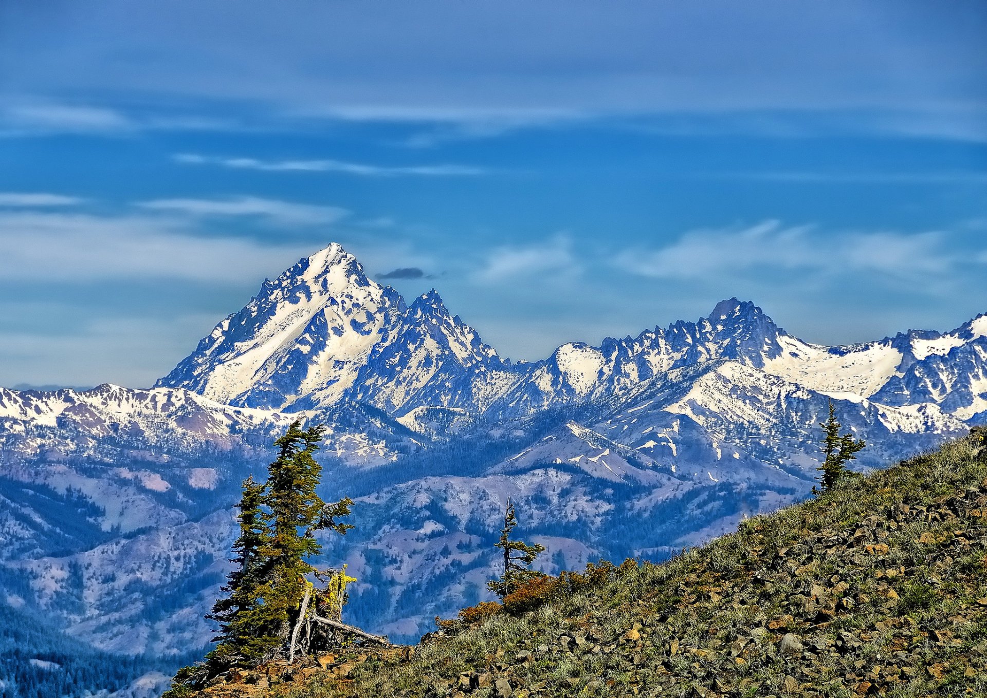 Download Snow Sky Peak Tree Nature Mountain Snowy Mountain HD Wallpaper ...