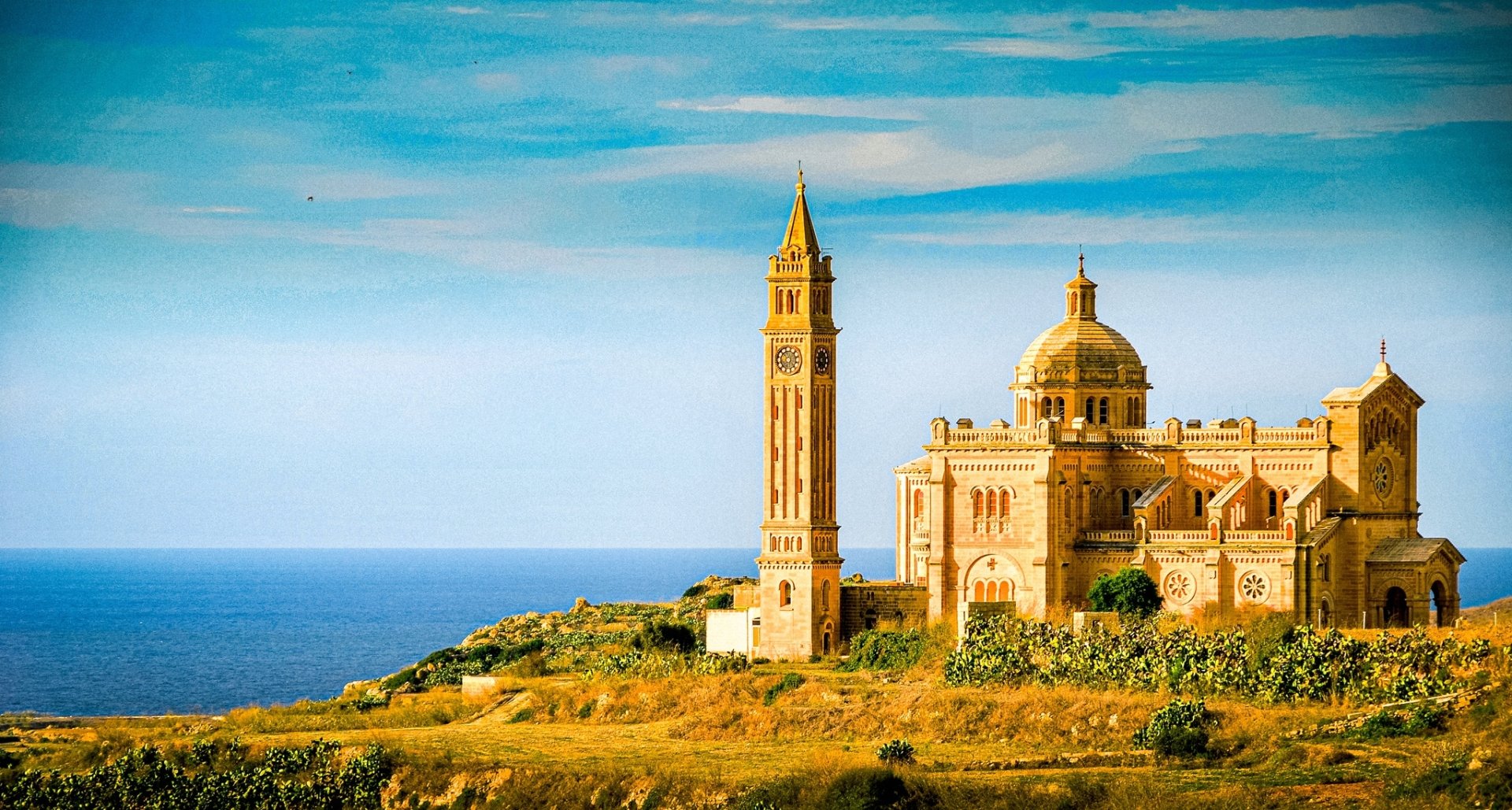 Download Architecture Tower Coast Sea Religious Church HD Wallpaper