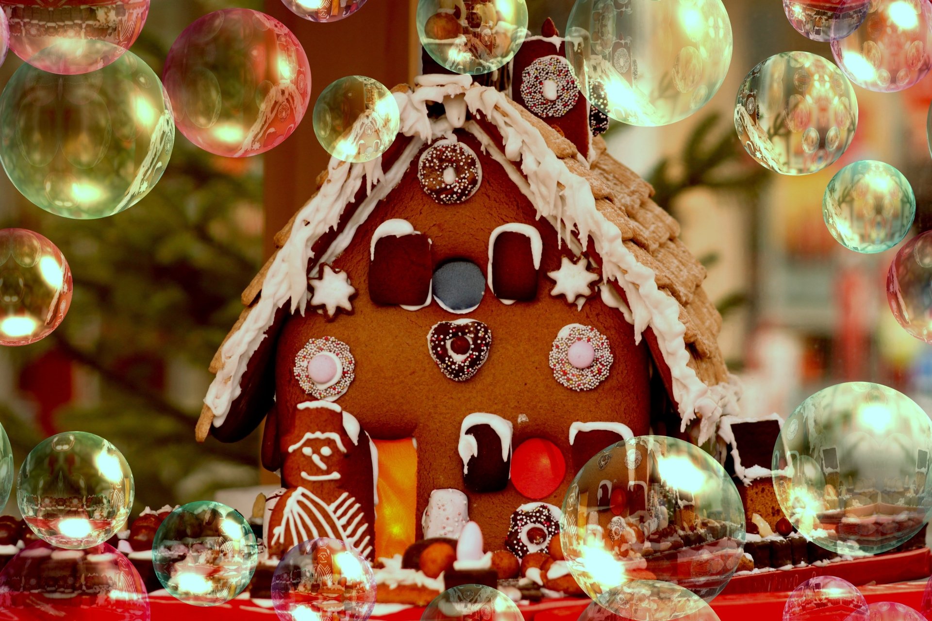 Download Christmas Food Gingerbread Gingerbread House 4k Ultra HD Wallpaper
