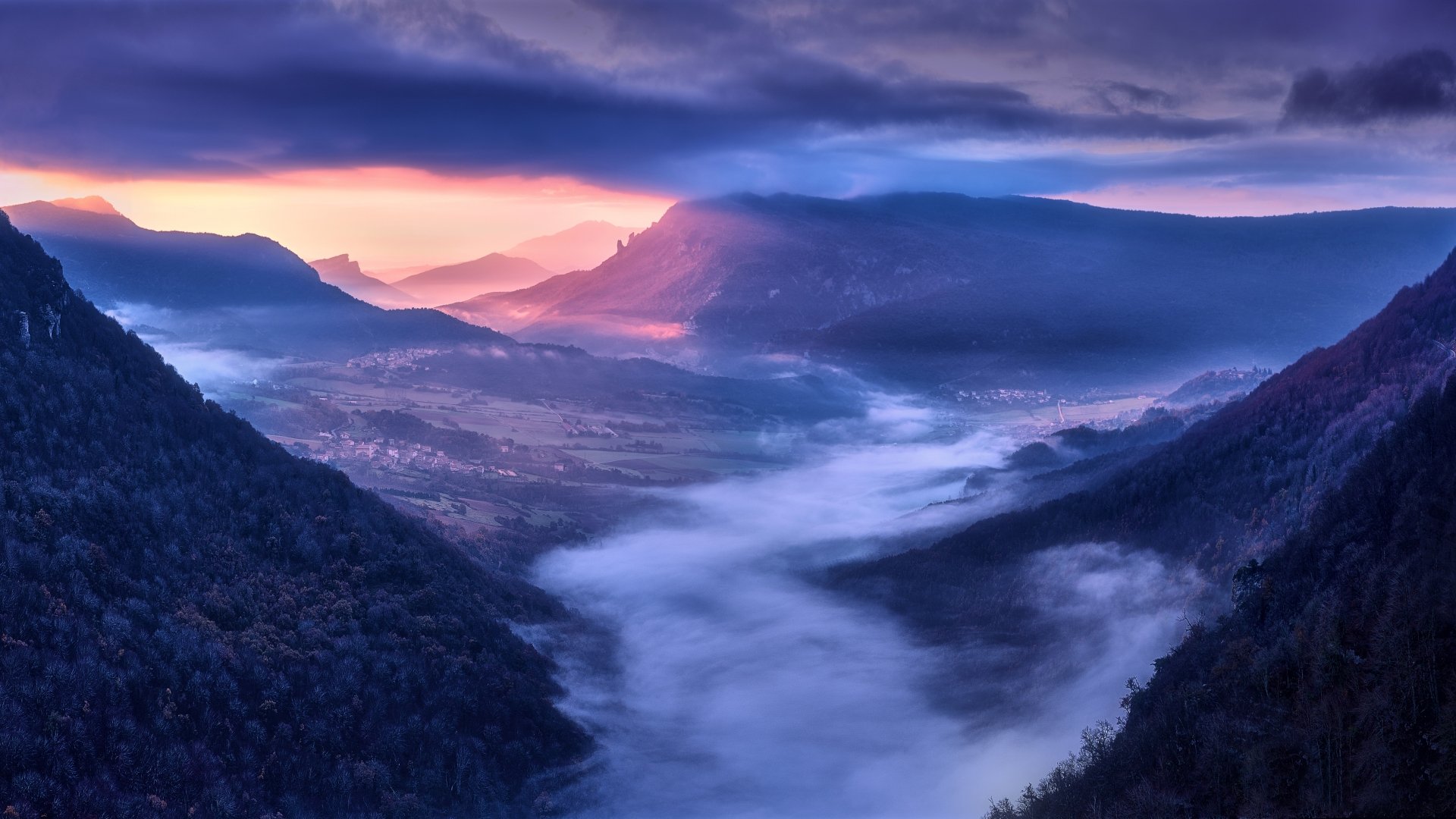Download Spain Valley Morning Dawn Fog Mountain Photography Landscape ...