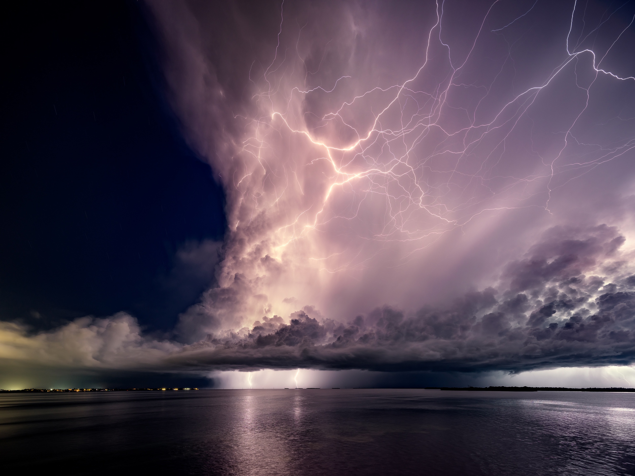 Download Horizon Cloud Storm Sea Photography Lightning HD Wallpaper
