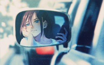 Anime Girl Looking Out A Car Window