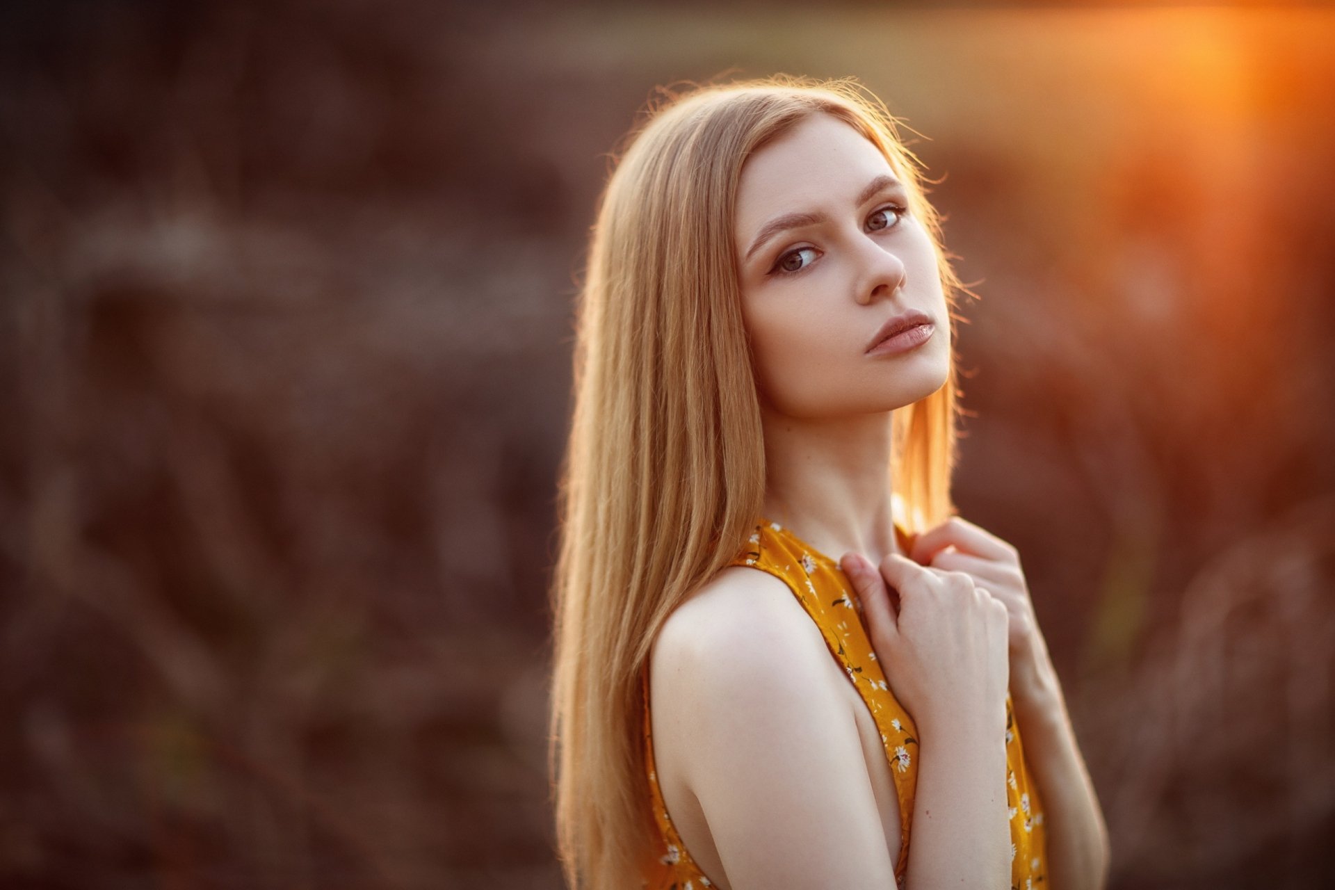 Download Depth Of Field Long Hair Blonde Woman Model HD Wallpaper by ...