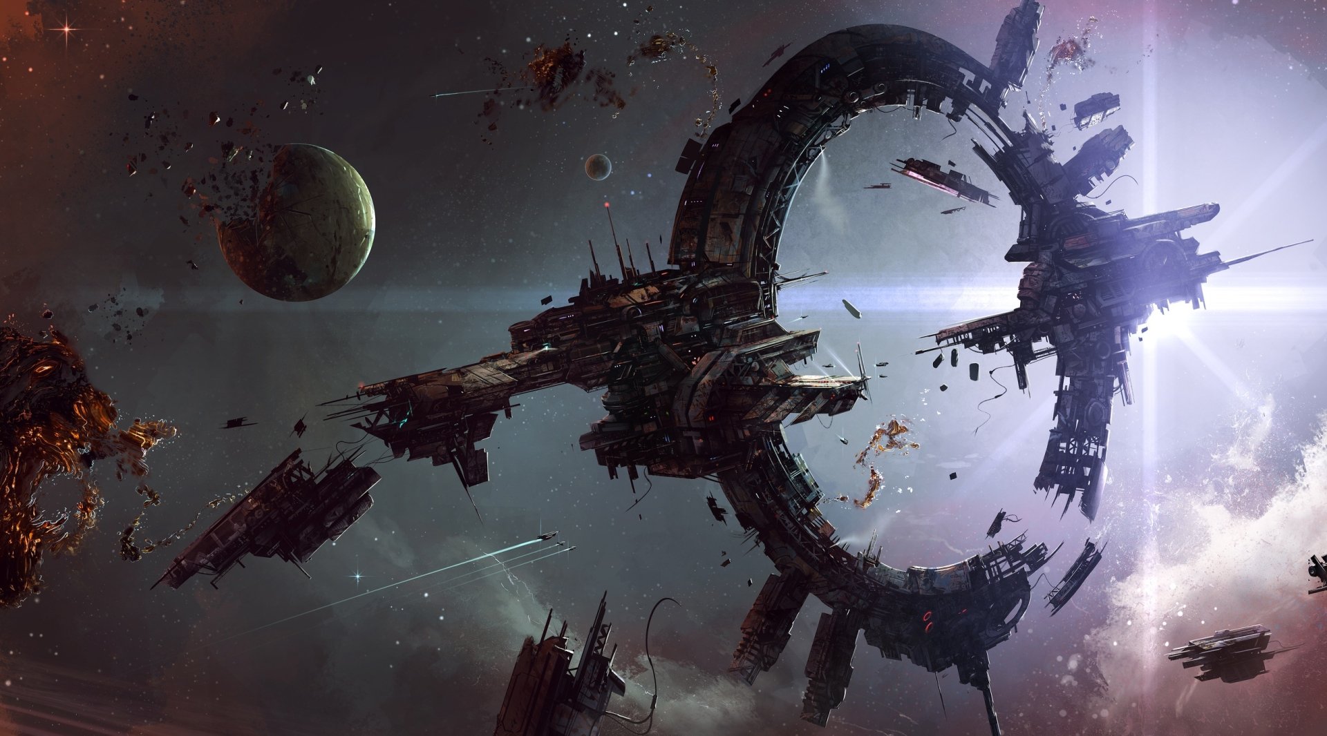 Ring Station Over Planet — Star Citizen HD Wallpaper