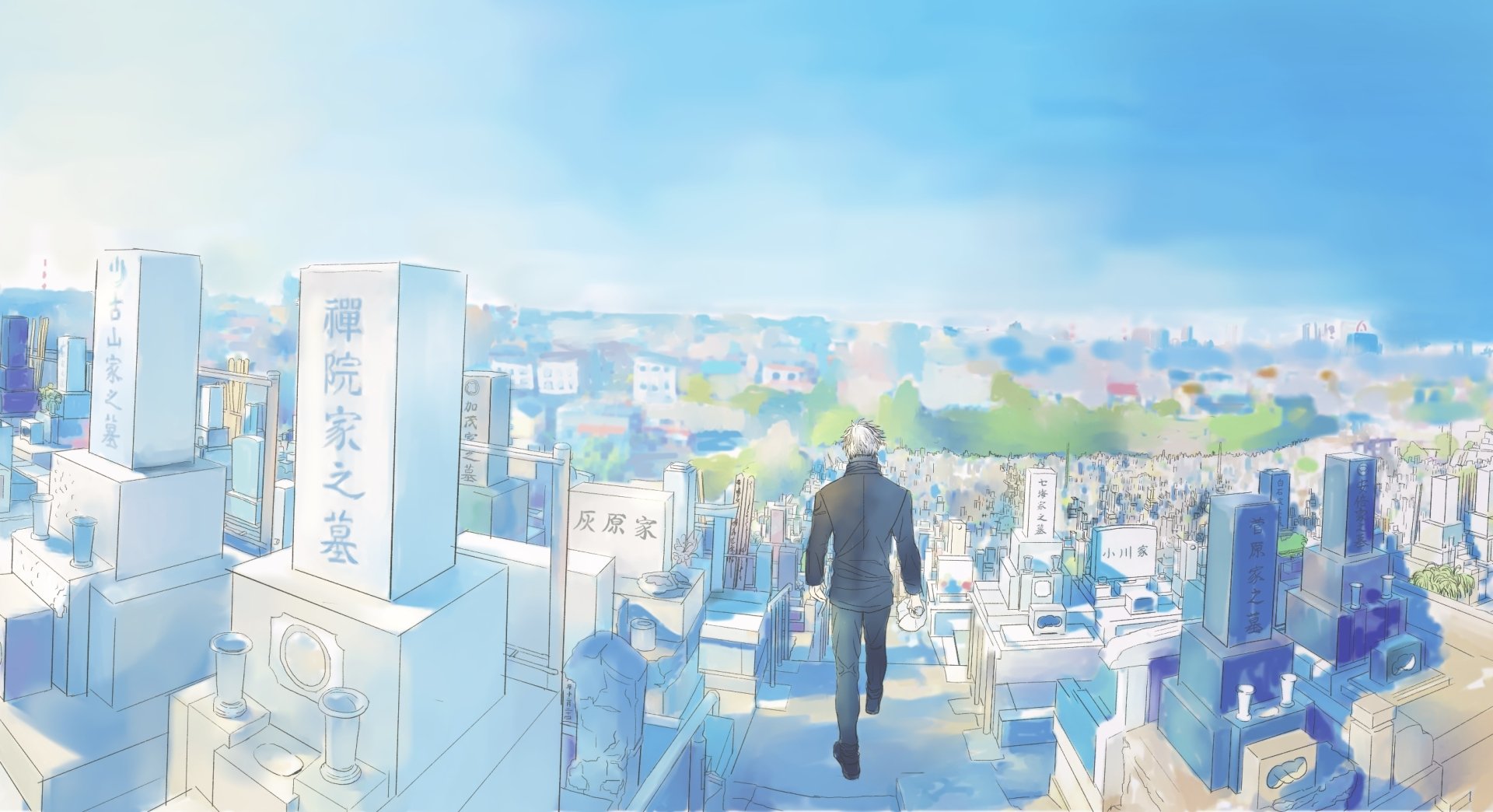Download Cemetery White Hair Satoru Gojo Anime Jujutsu Kaisen HD ...