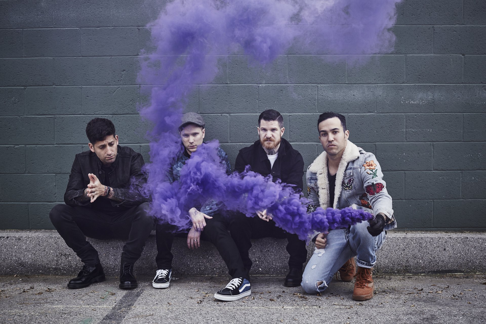 Fall Out Boy Band with Purple Smoke HD Wallpaper