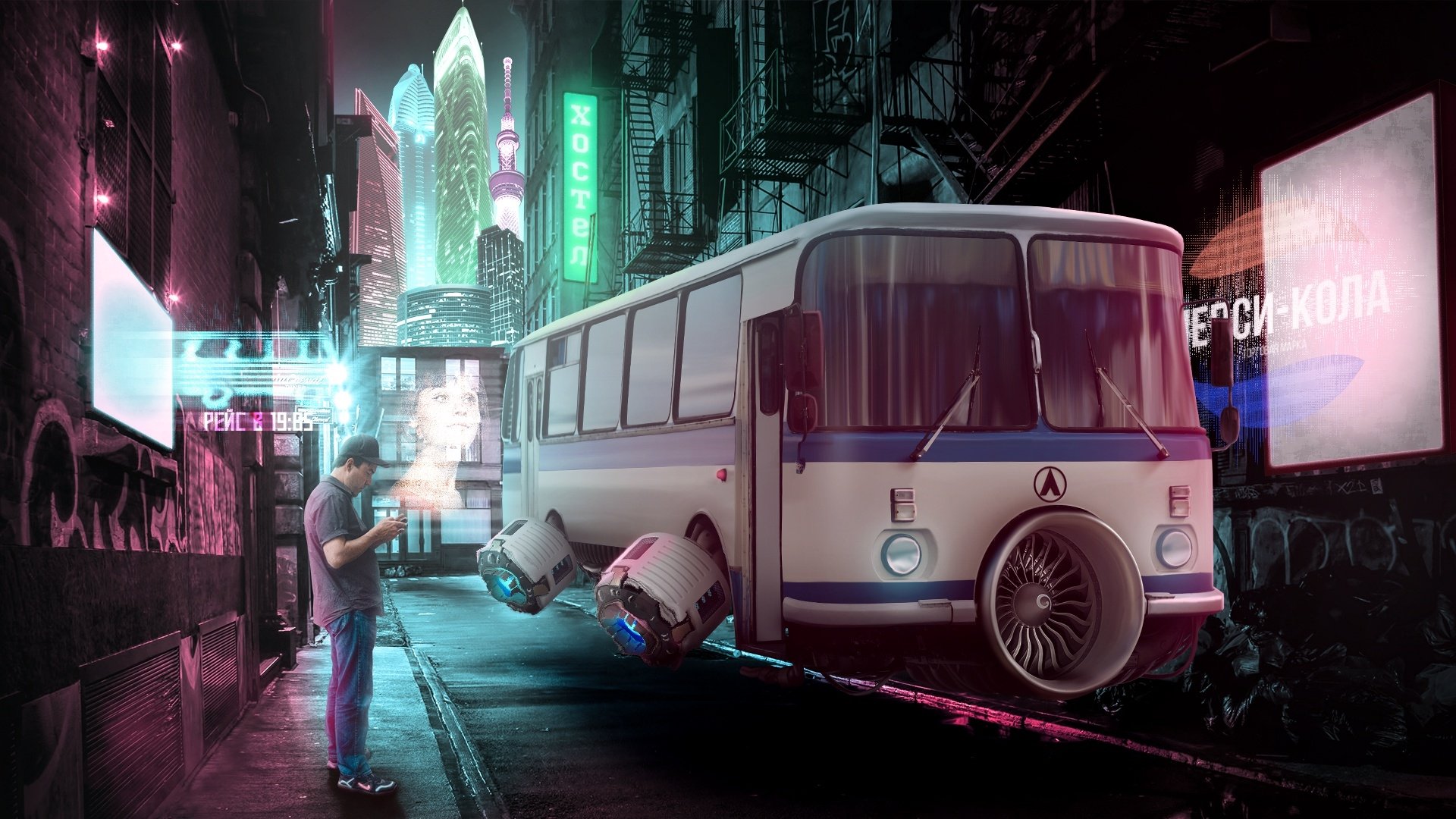 Download Bus Futuristic Sci Fi Vehicle HD Wallpaper | 1920x1080 ...