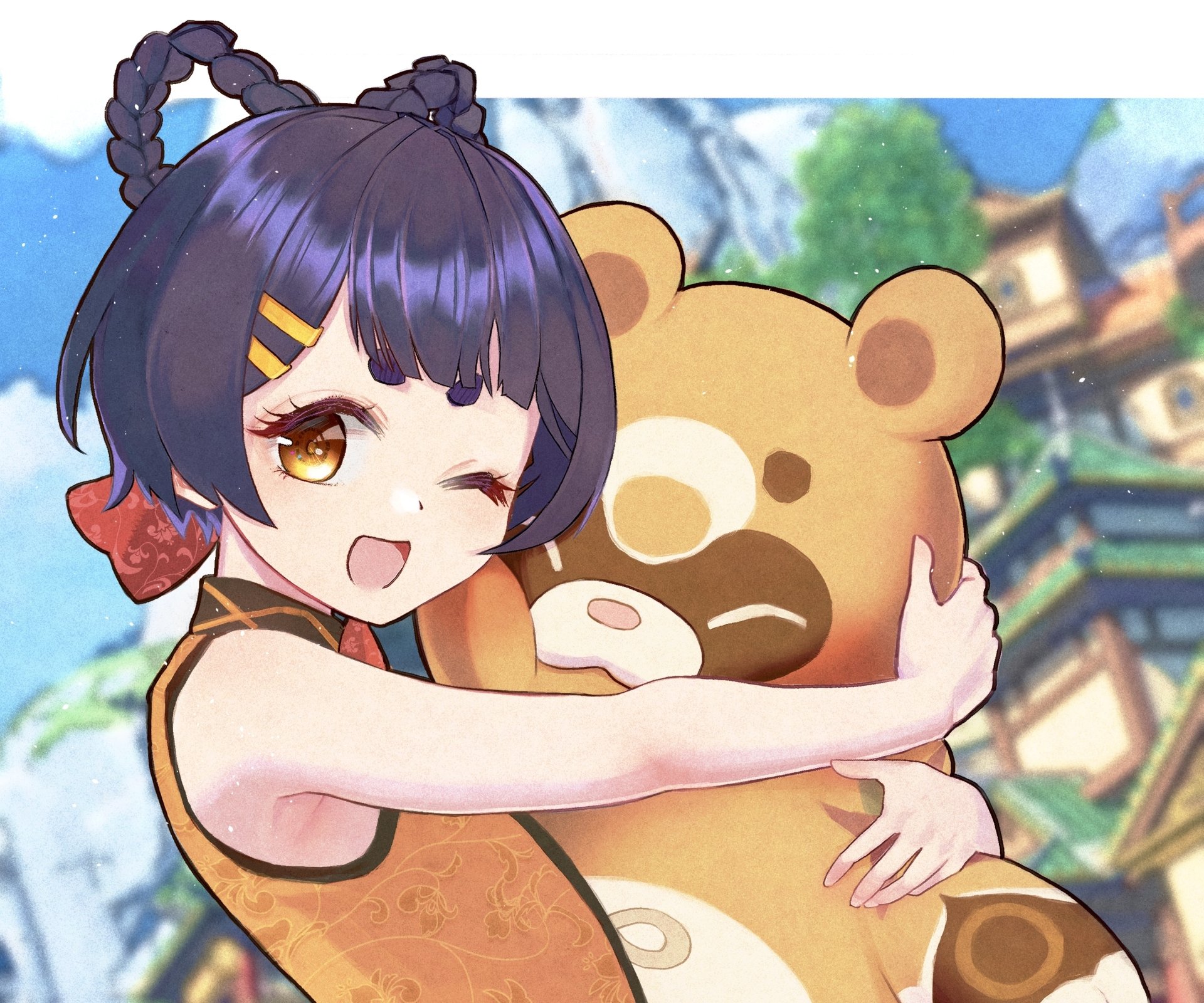 Download Guoba (Genshin Impact) Xiangling (Genshin Impact) Video Game Genshin Impact HD Wallpaper