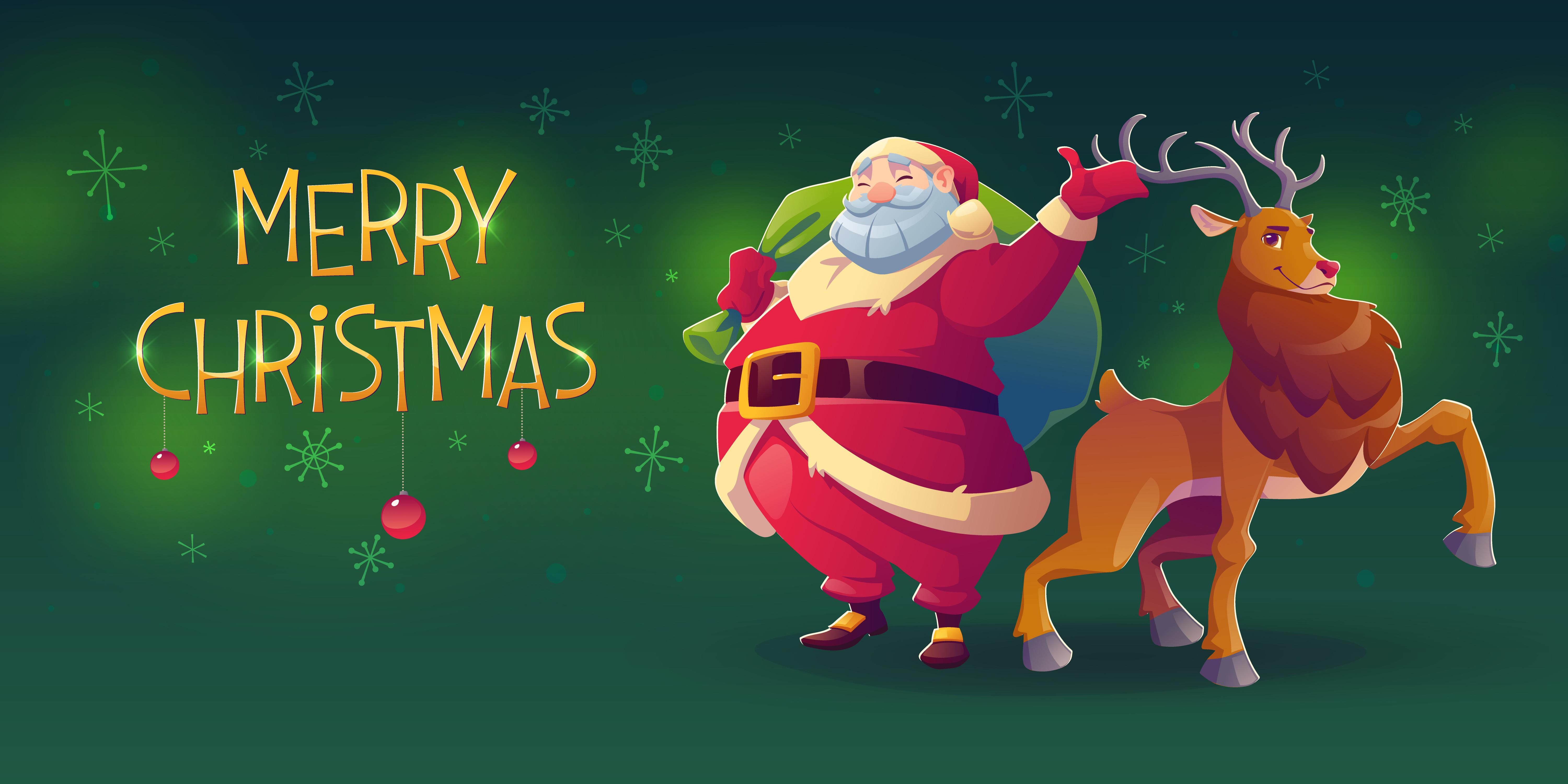 Download Merry Christmas Santa Deer Holiday Christmas 4k Ultra HD Wallpaper