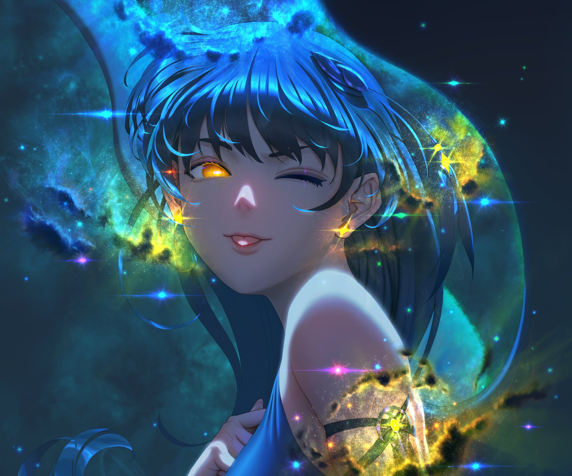 Download Wink Blue Hair Video Game Girl Friend Beta 4k Ultra HD Wallpaper