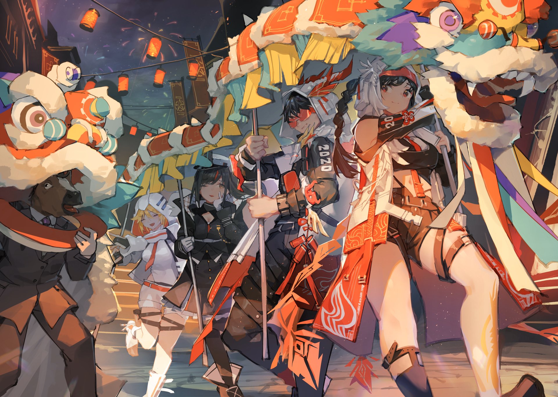 Download Chinese New Year Anime People 4k Ultra HD Wallpaper