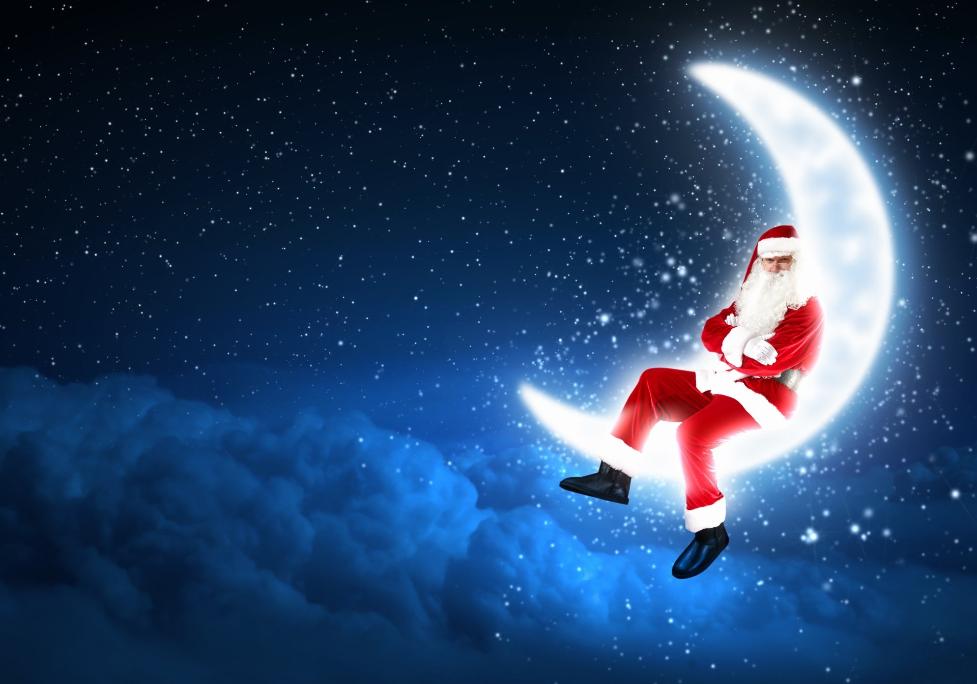 Download Crescent Santa Holiday Christmas 4k Ultra HD Wallpaper