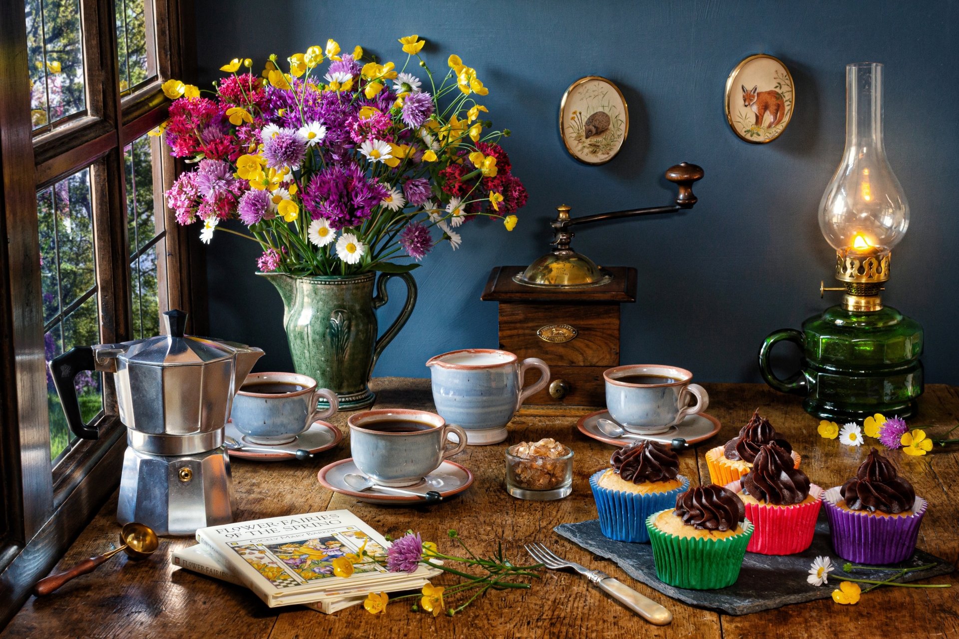 4K Ultra HD Still Life: Vibrant Morning Coffee & Floral Elegance