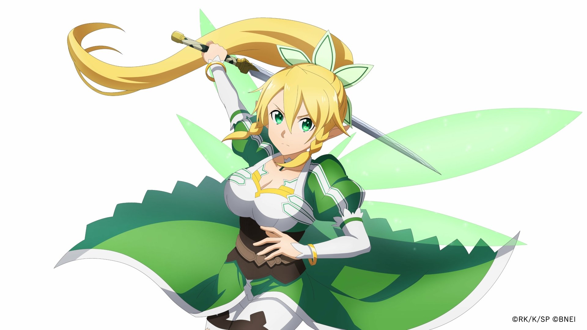 Leafa in Action: 4K Ultra HD Sword Art Online Anime Wallpaper
