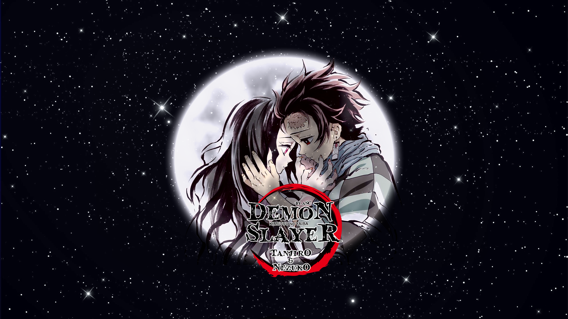 Demon Slayer HD: Tanjiro & Nezuko Under the Moonlit Sky Wallpaper by aSC