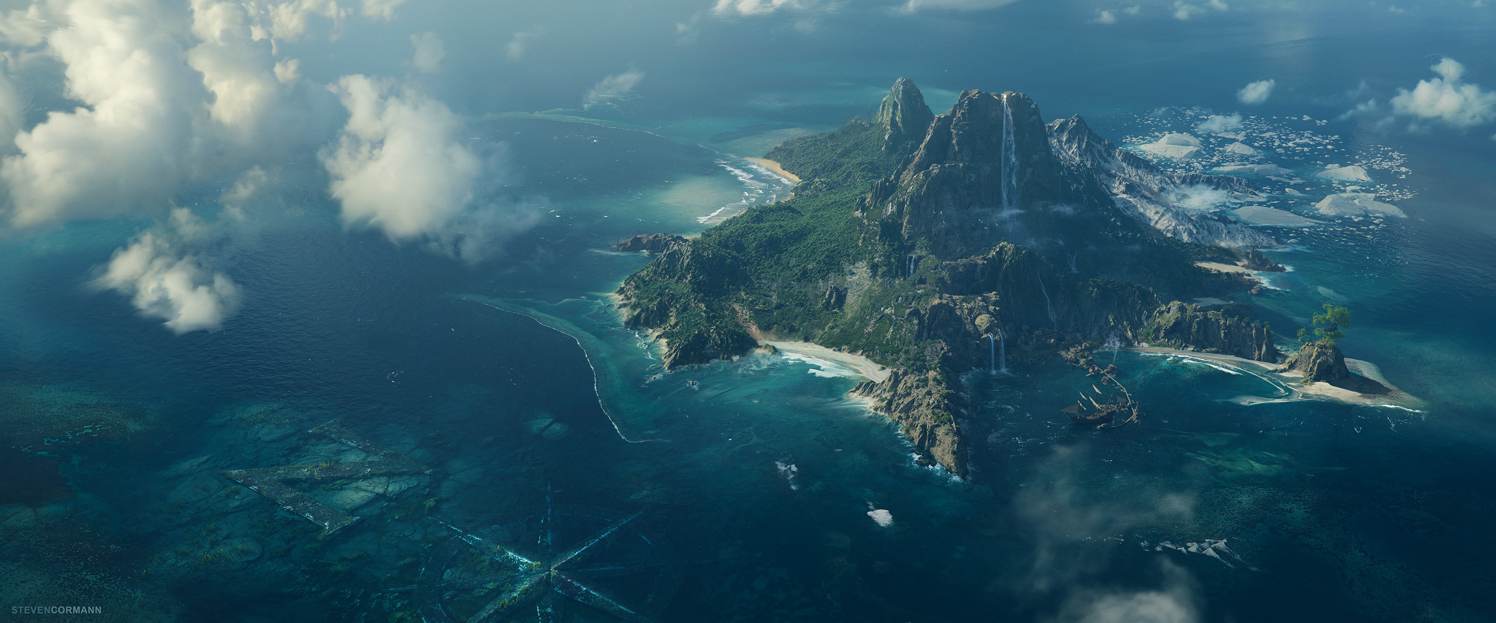 Download Artistic Island HD Wallpaper by Steven Cormann