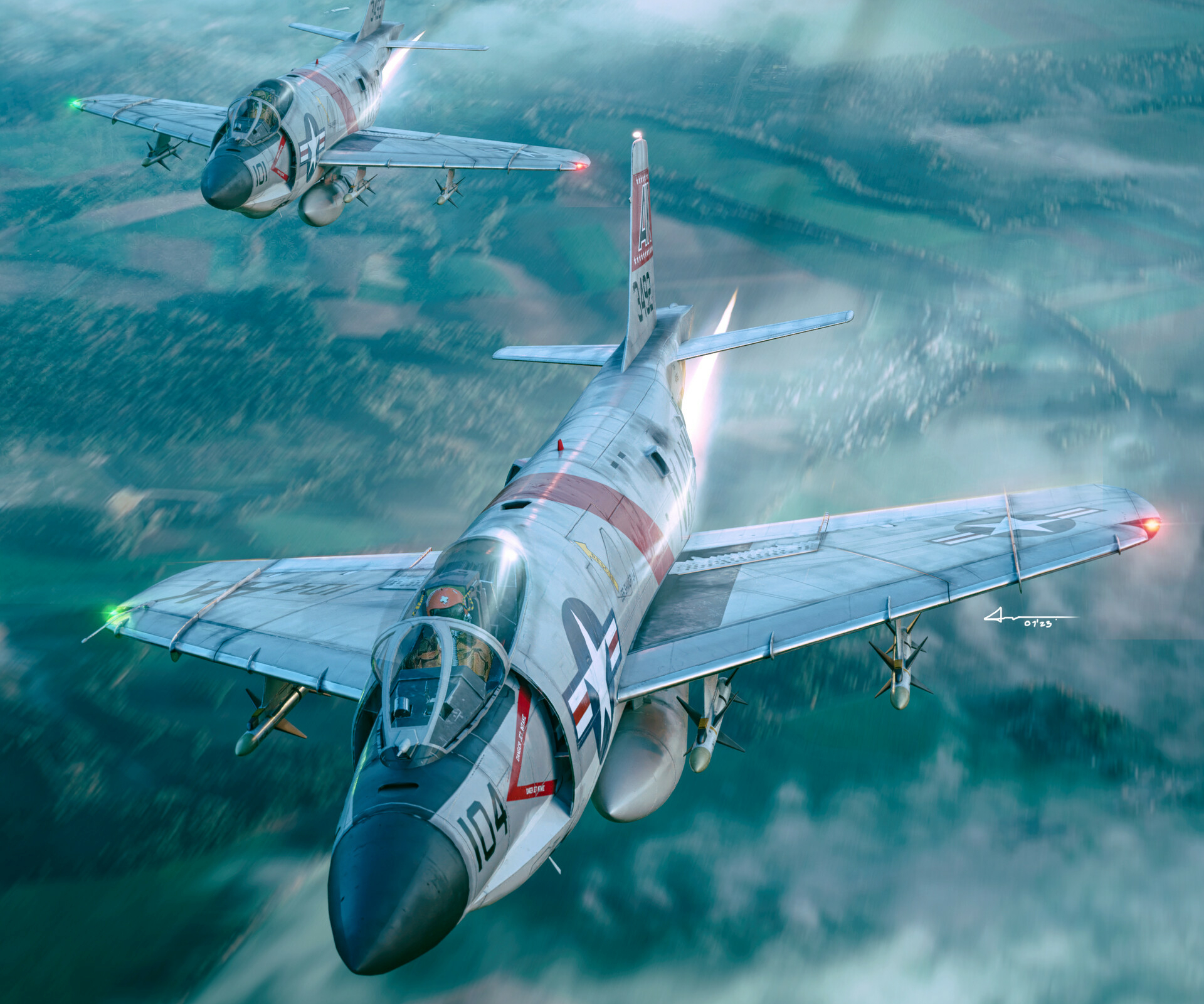 Download Military McDonnell F3H Demon HD Wallpaper by Amos Tan